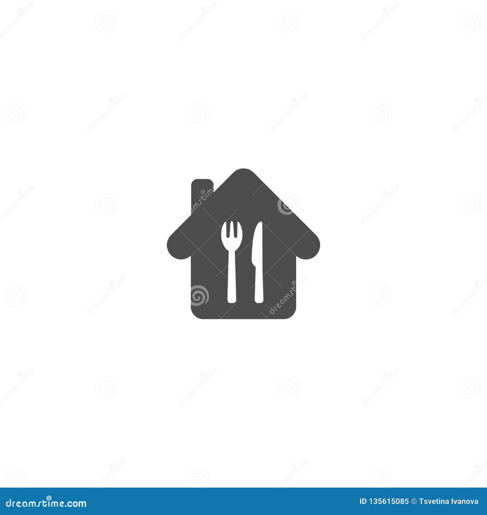 Home Symbol with Knife and Fork Simple Vector Icon. Home Food Sign ...