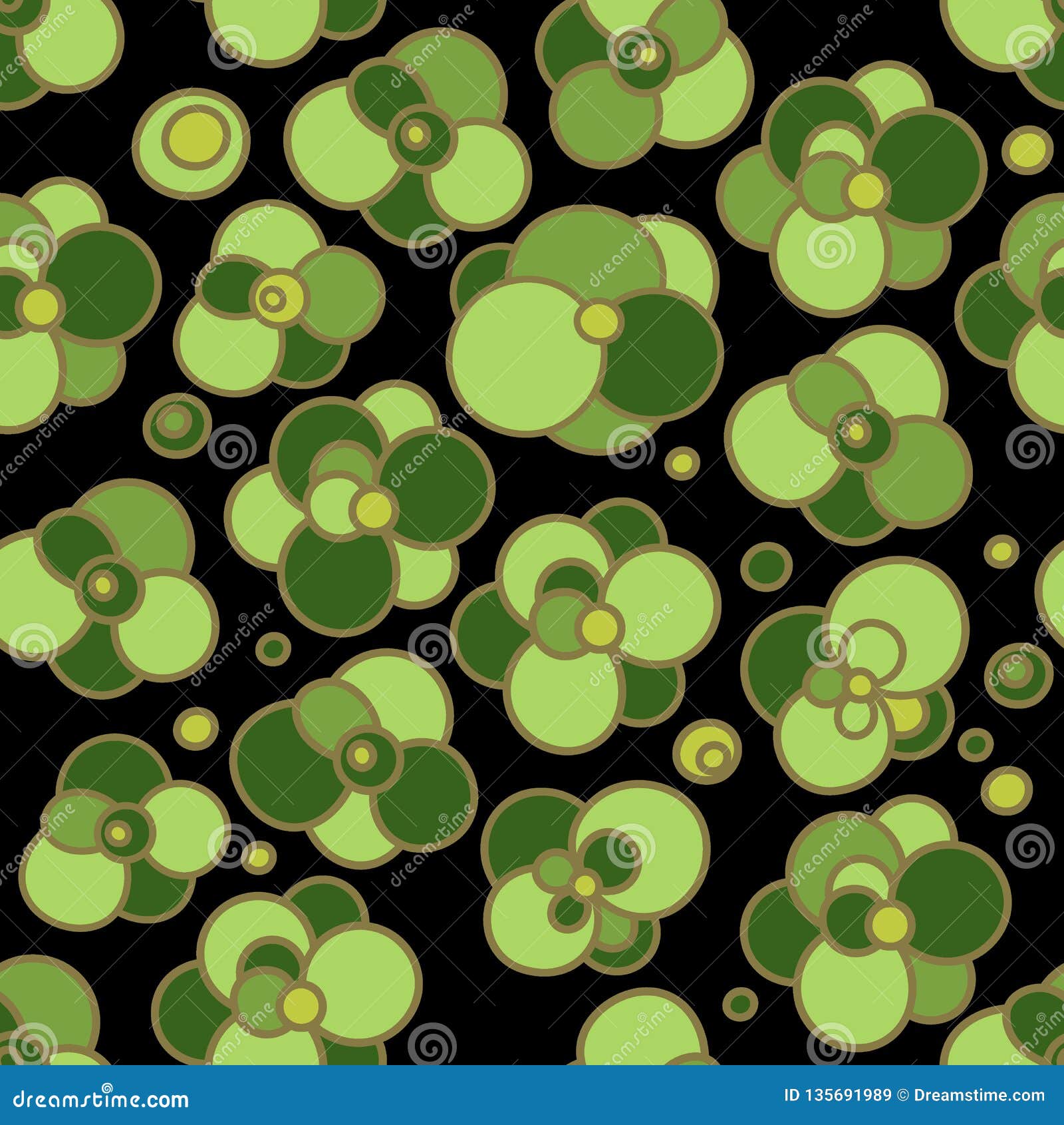 Seamless Floral Pattern with Green Stylized Flowers Stock Vector ...