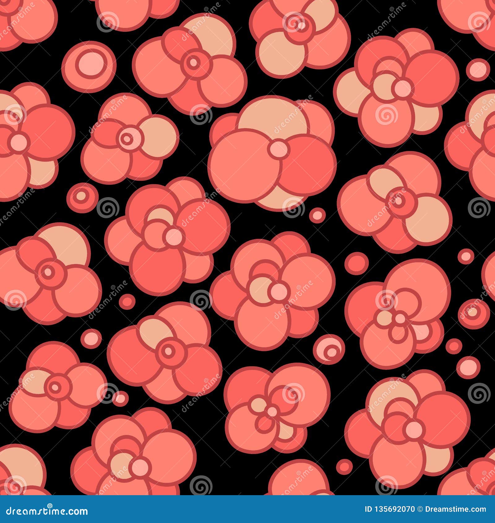 Seamless Floral Pattern with Red Stylized Flowers Stock Vector ...