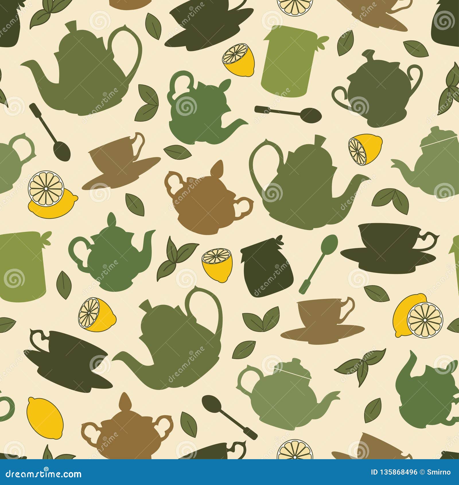 Be Ready for a Tea. Seamless Tea Pattern Stock Vector - Illustration of ...