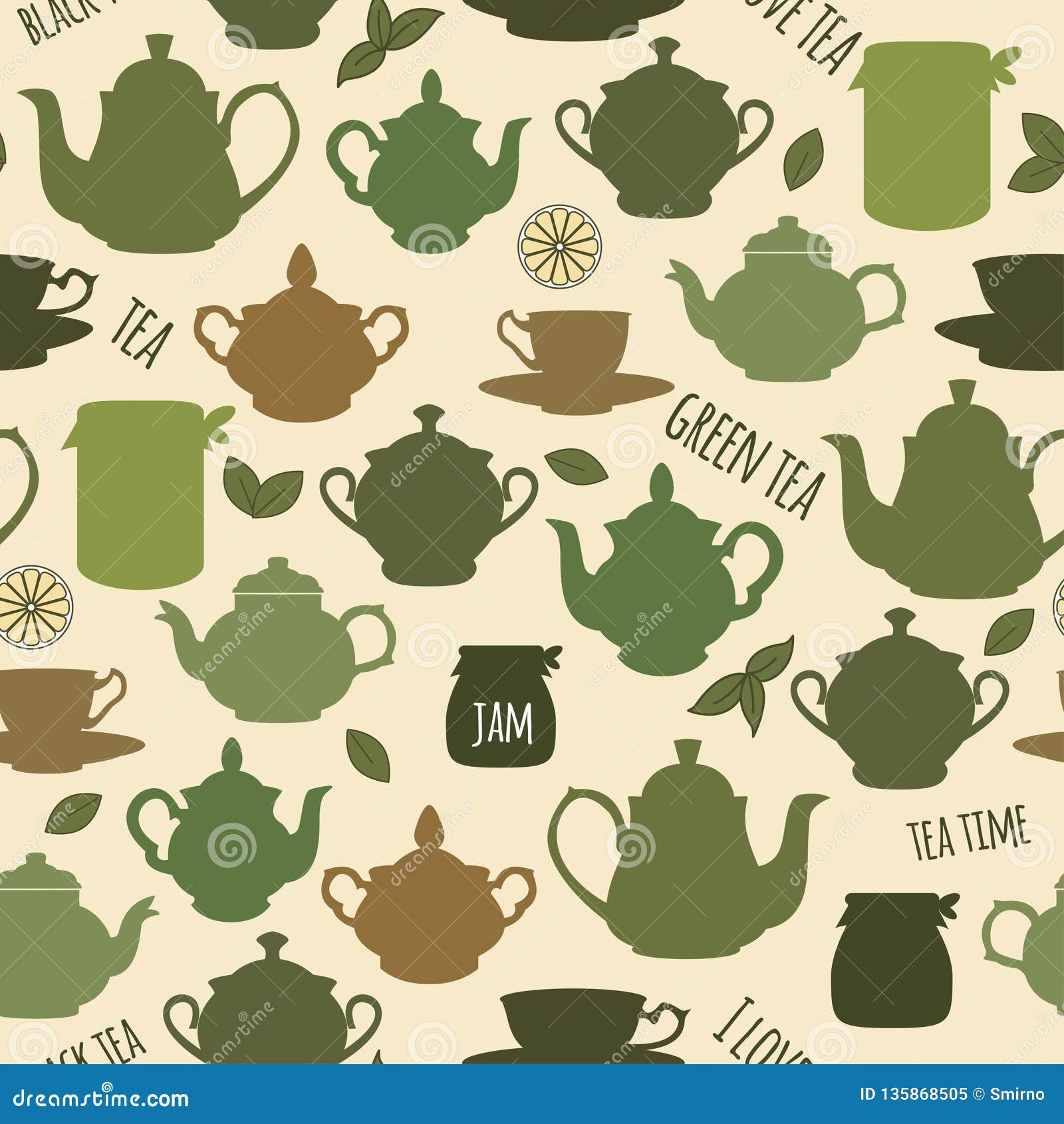 Be Ready for a Tea. Seamless Tea Pattern Stock Vector - Illustration of ...