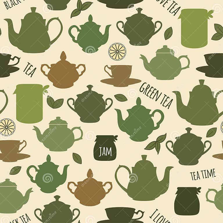 Be Ready for a Tea. Seamless Tea Pattern Stock Vector - Illustration of ...