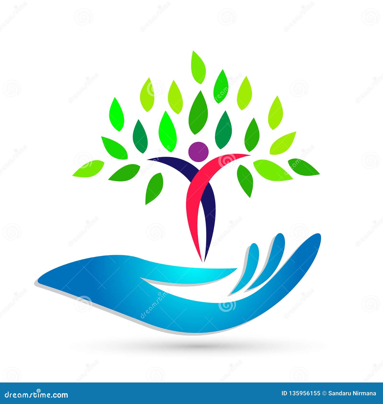 Hand Holding Human Tree Health Care Wellness Medical Logo Icon on White ...
