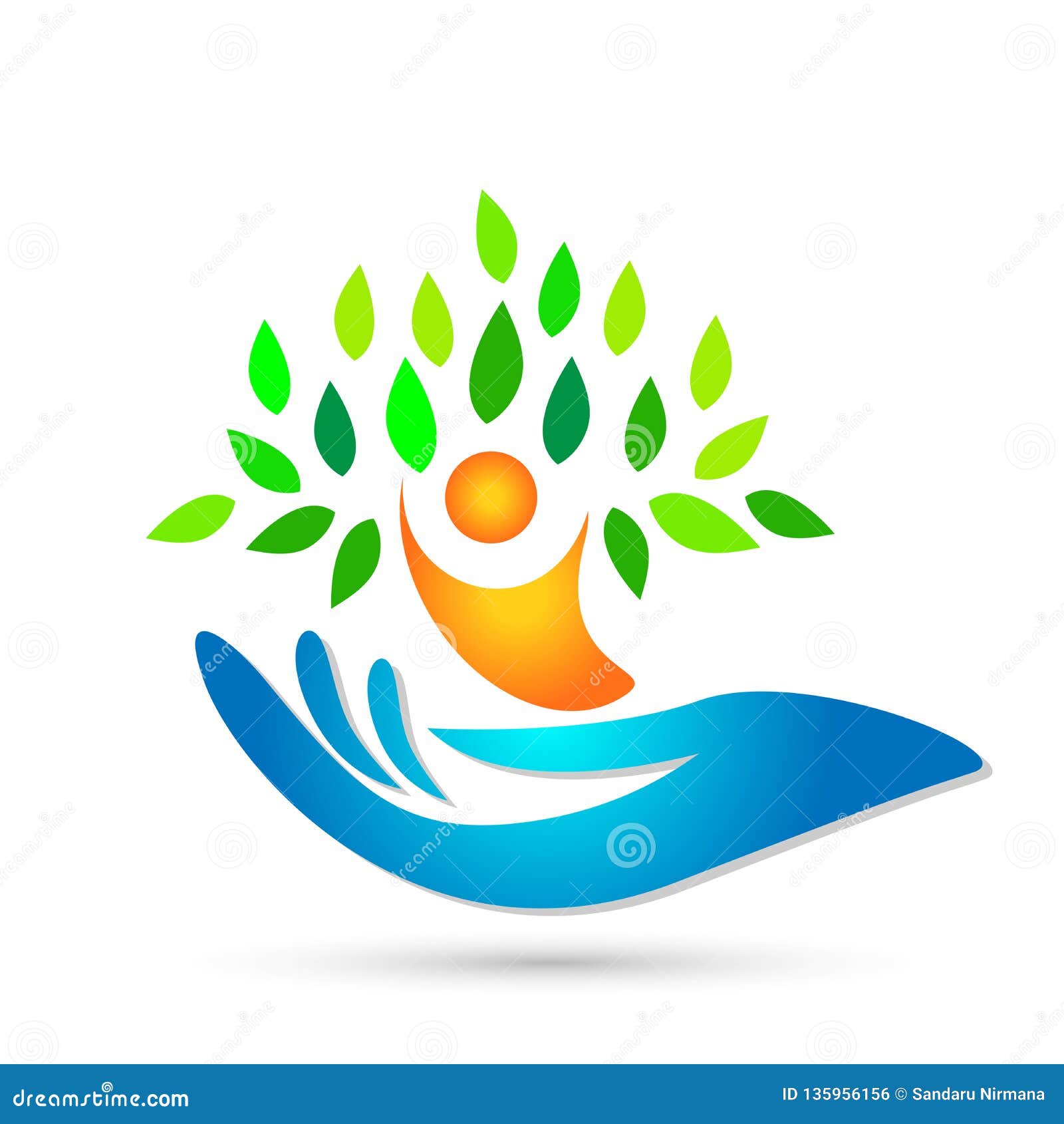 Hand Holding Human Tree Health Care Wellness Medical Logo Icon on White ...