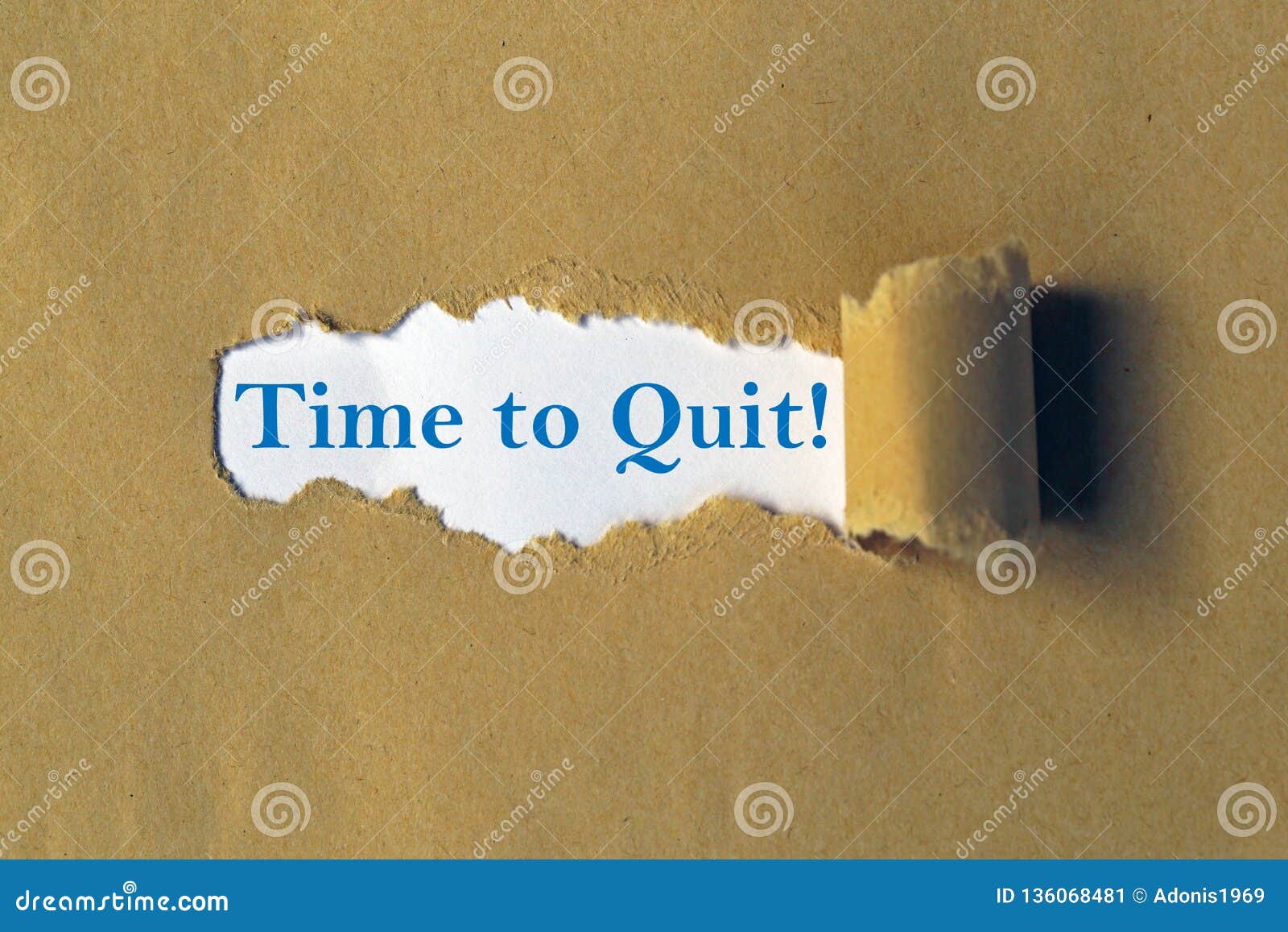 Time to quit on paper stock image. Image of vacation - 136068481