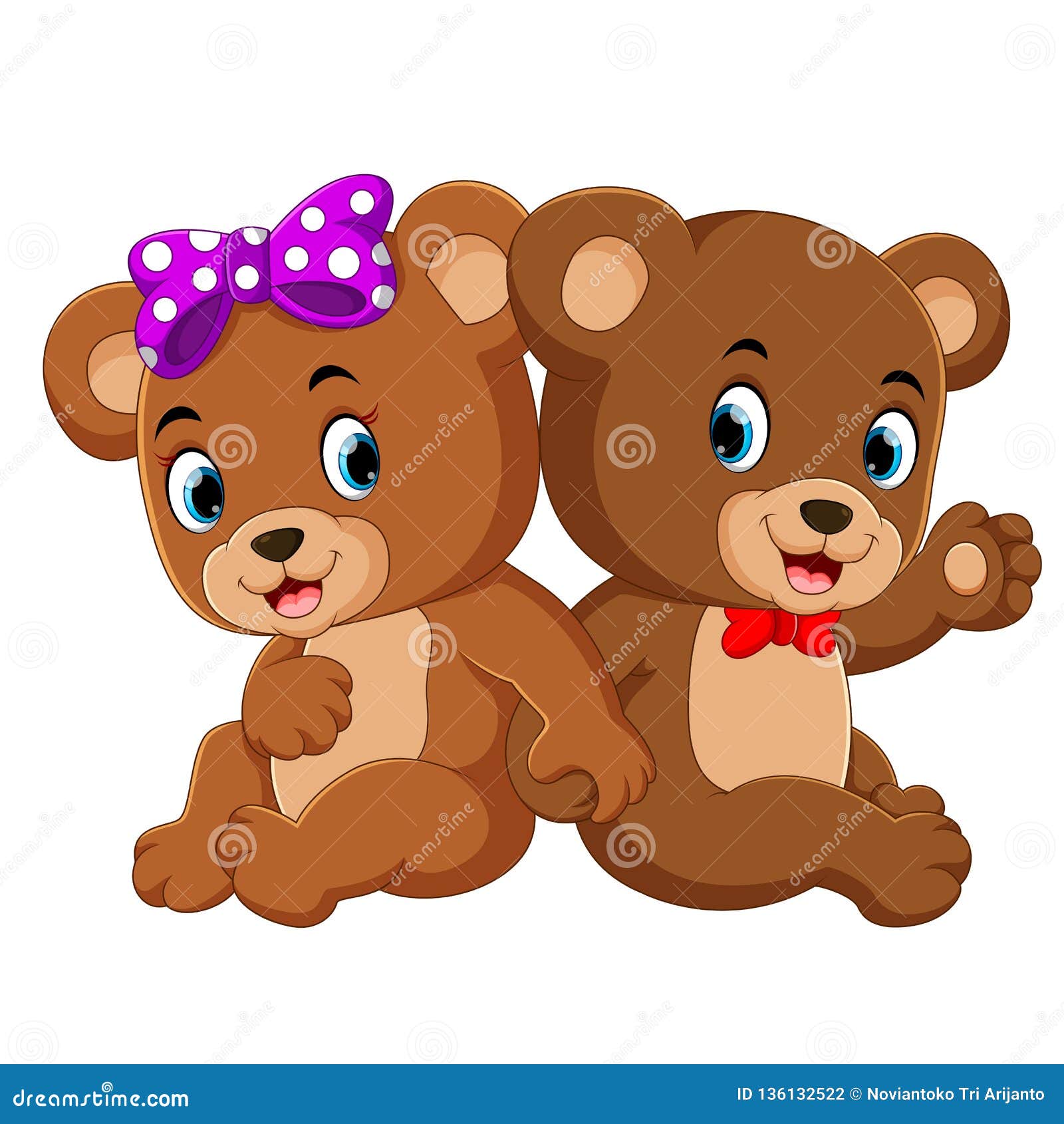 Two Cute Bears Using the Ribbon and they are Sitting Together Stock ...