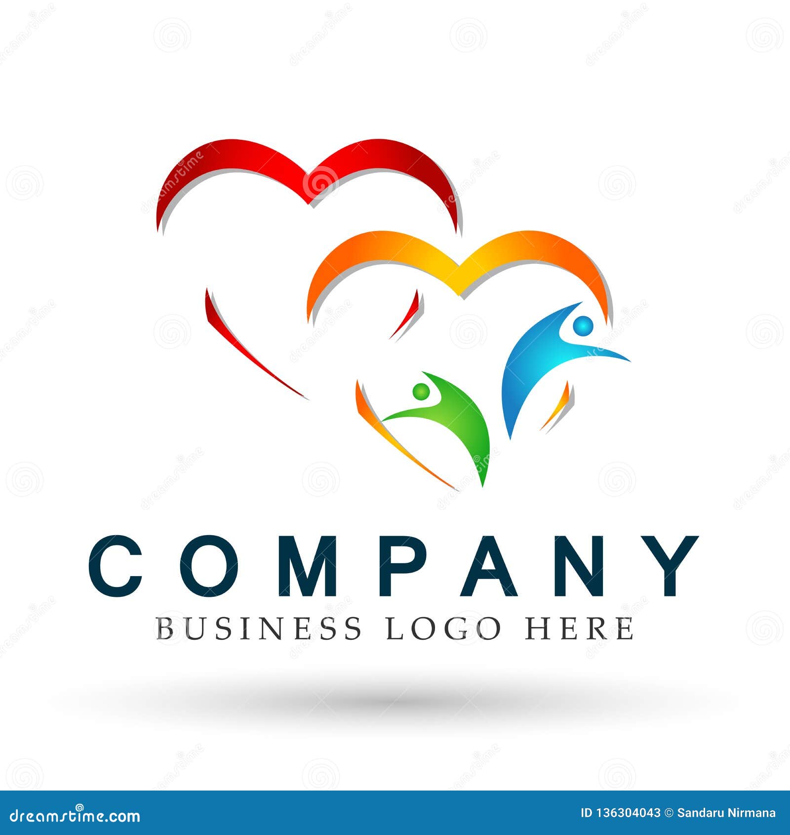 Abstract Heart Colorful People Union Love Wellness Together Team Work ...