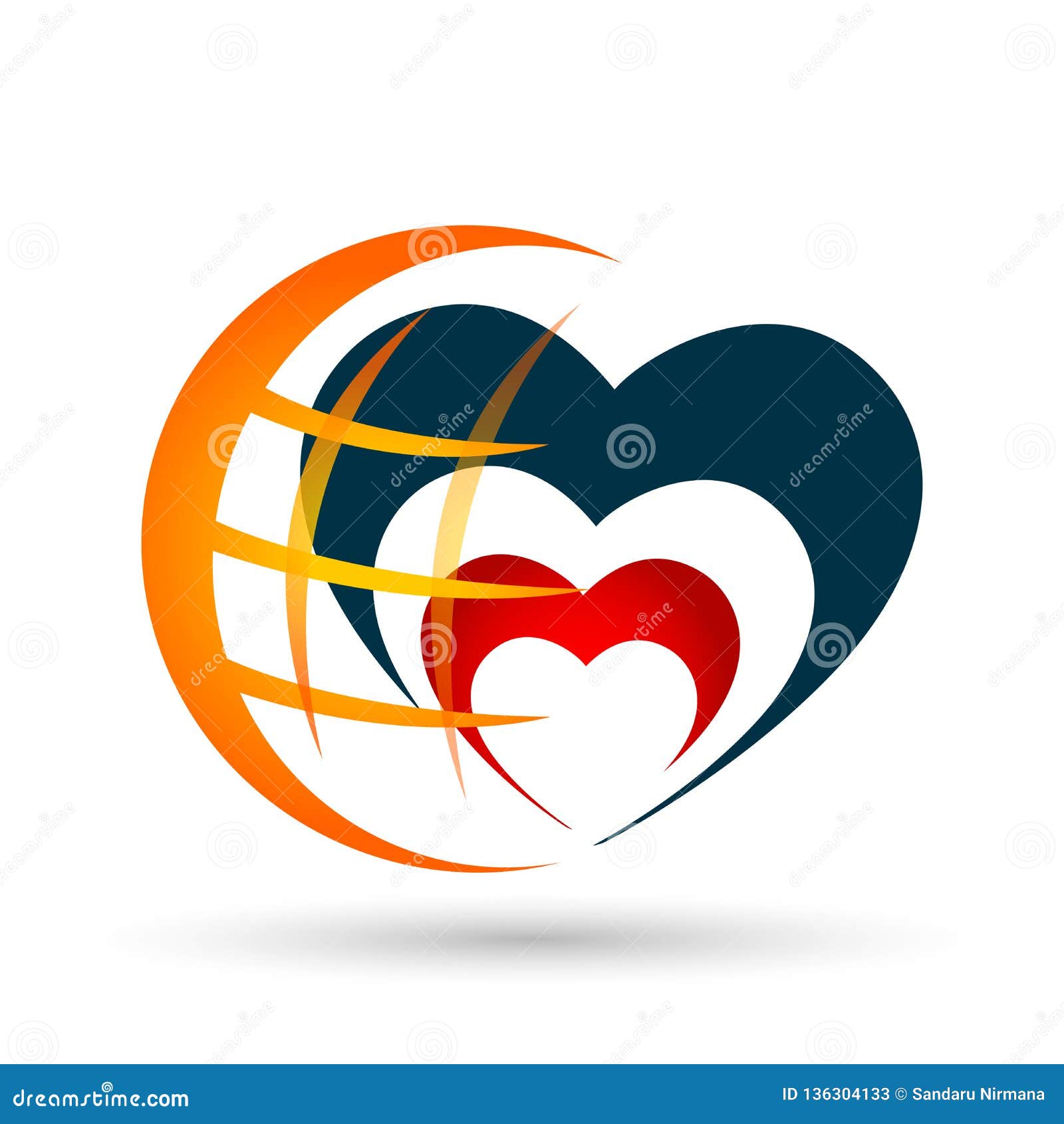Globe World Heart Love Logo Icon on White Background Stock Vector ...