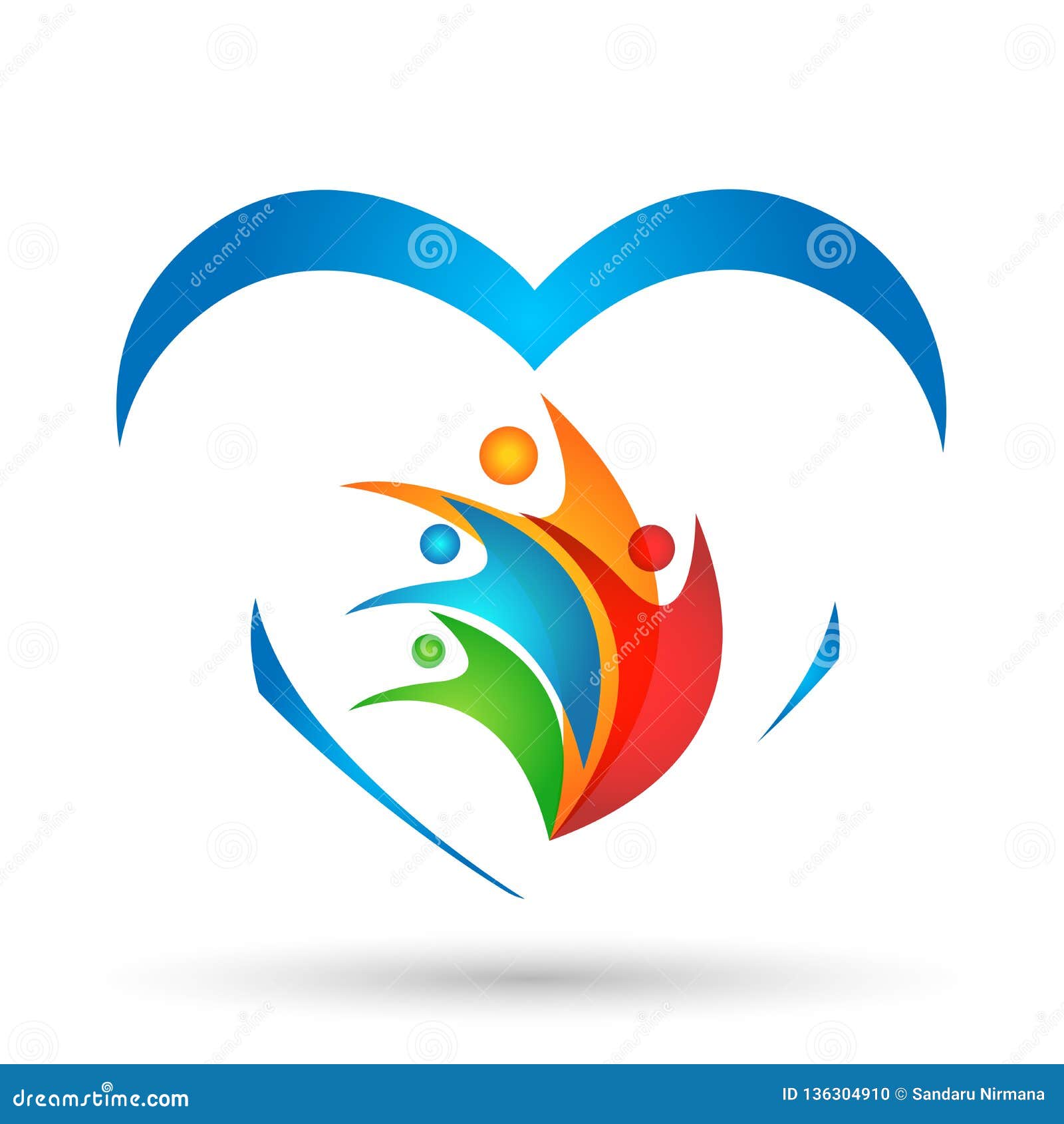 Abstract Heart Colorful People Union Love Wellness Together Team Work ...