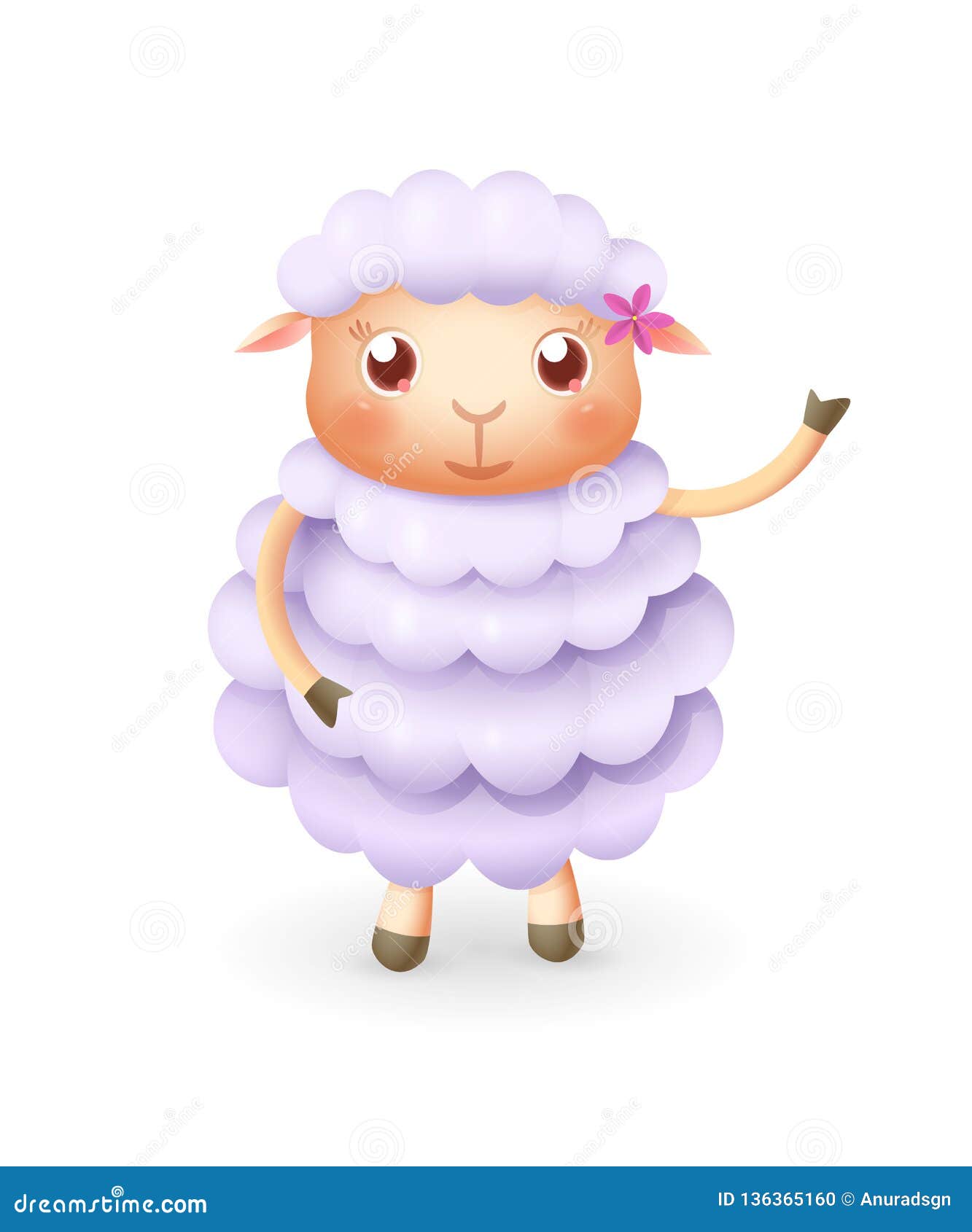 Cute Happy Sheep Smile and Wave - Vector Illustration Stock Vector ...
