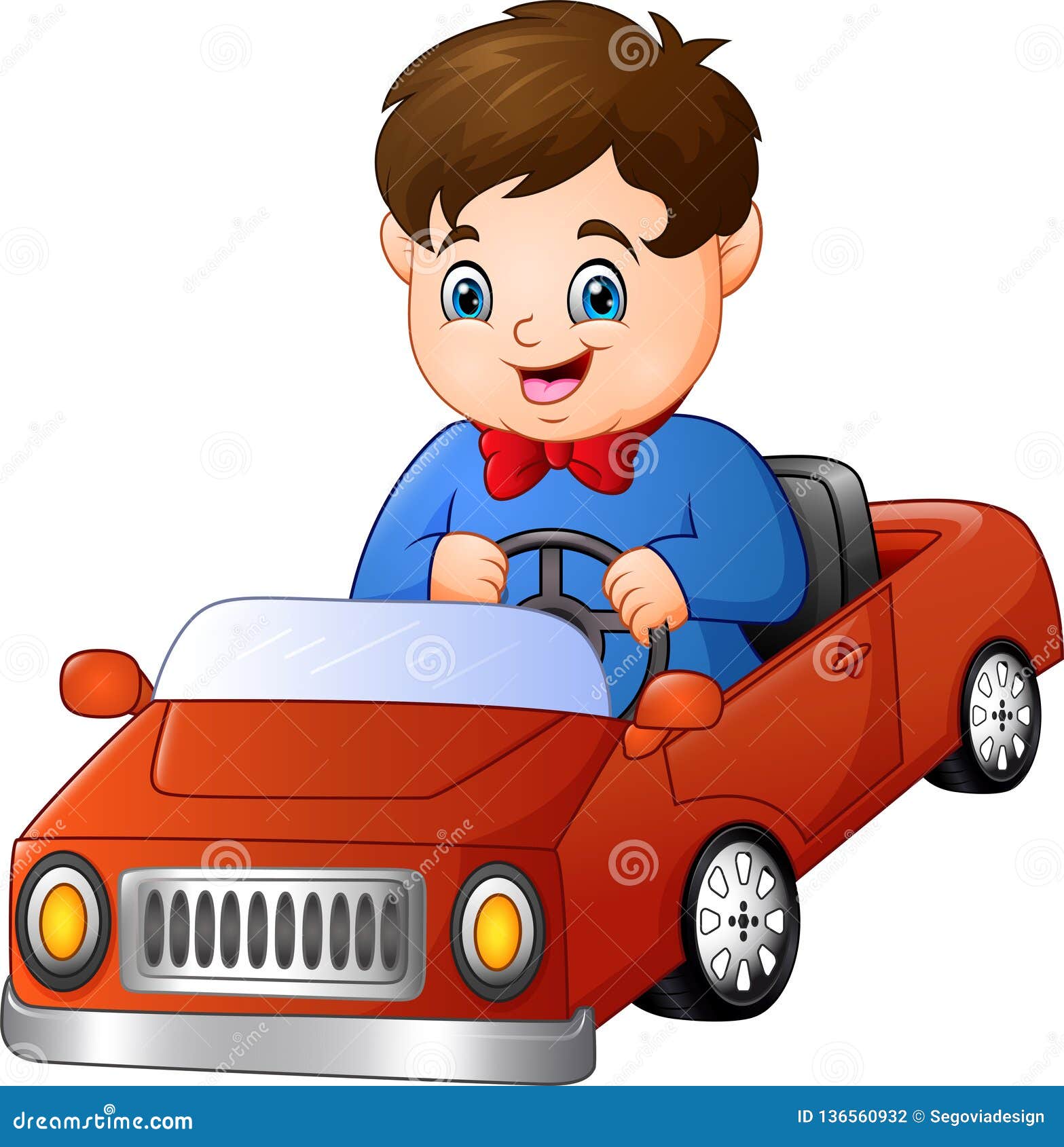 Cartoon boy riding a car stock vector. Illustration of male - 136560932
