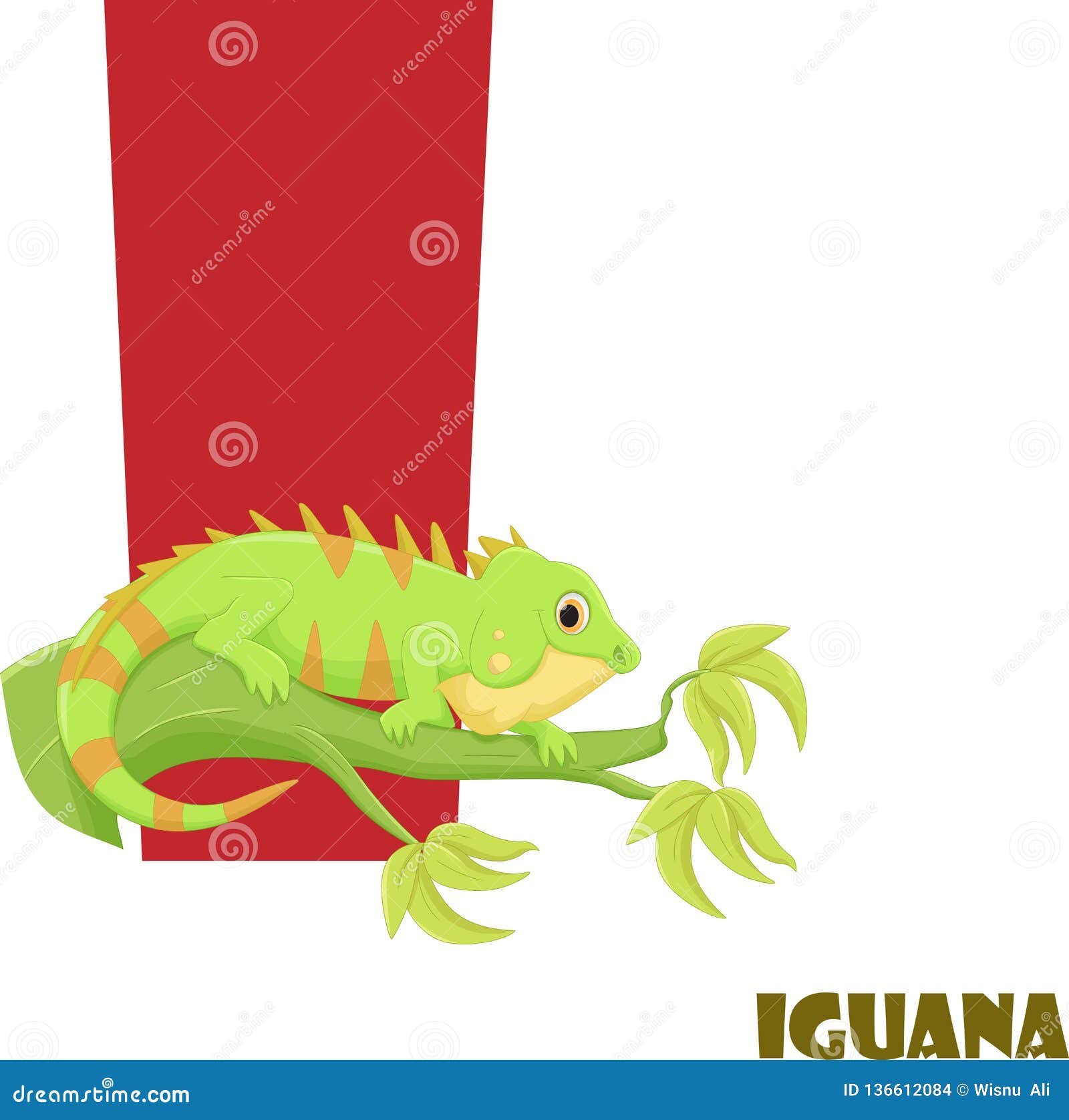 Cute Animal Zoo Alphabet. Letter I for Iguana Stock Vector ...