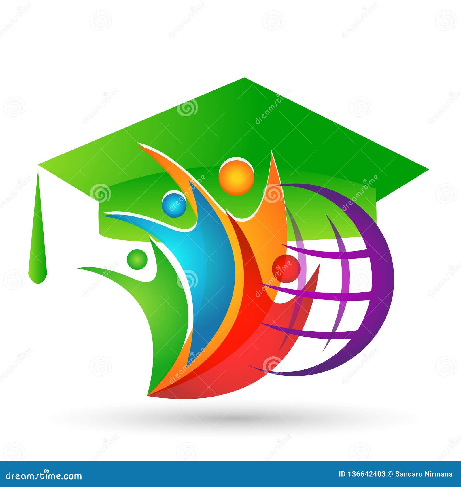 World Graduates People Globe Logo Icon Successful Graduation Students ...