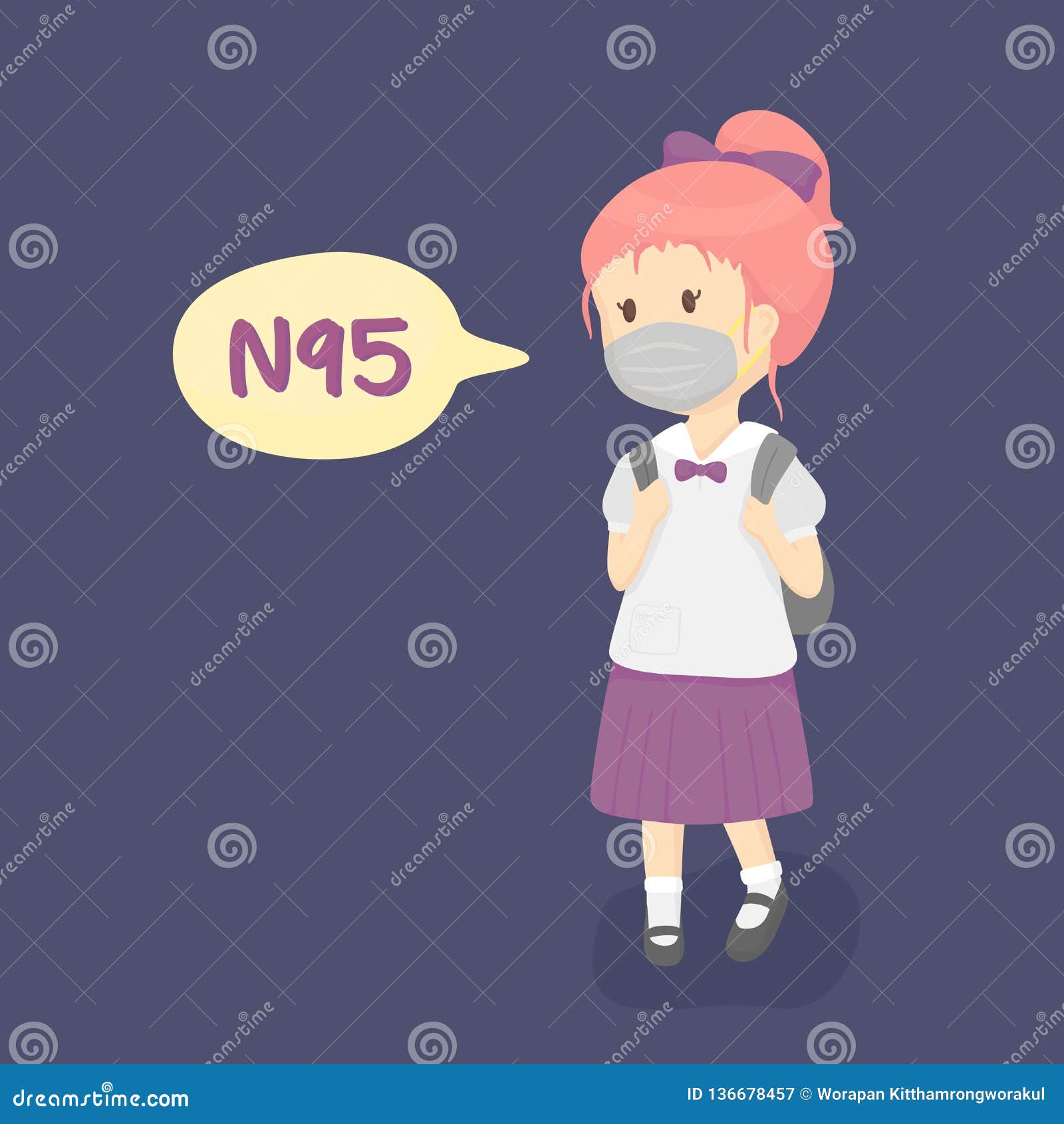 Boy Wearing N95 Air Pollution Mask For Protect Dust PM2.5. Cause Of Air ...