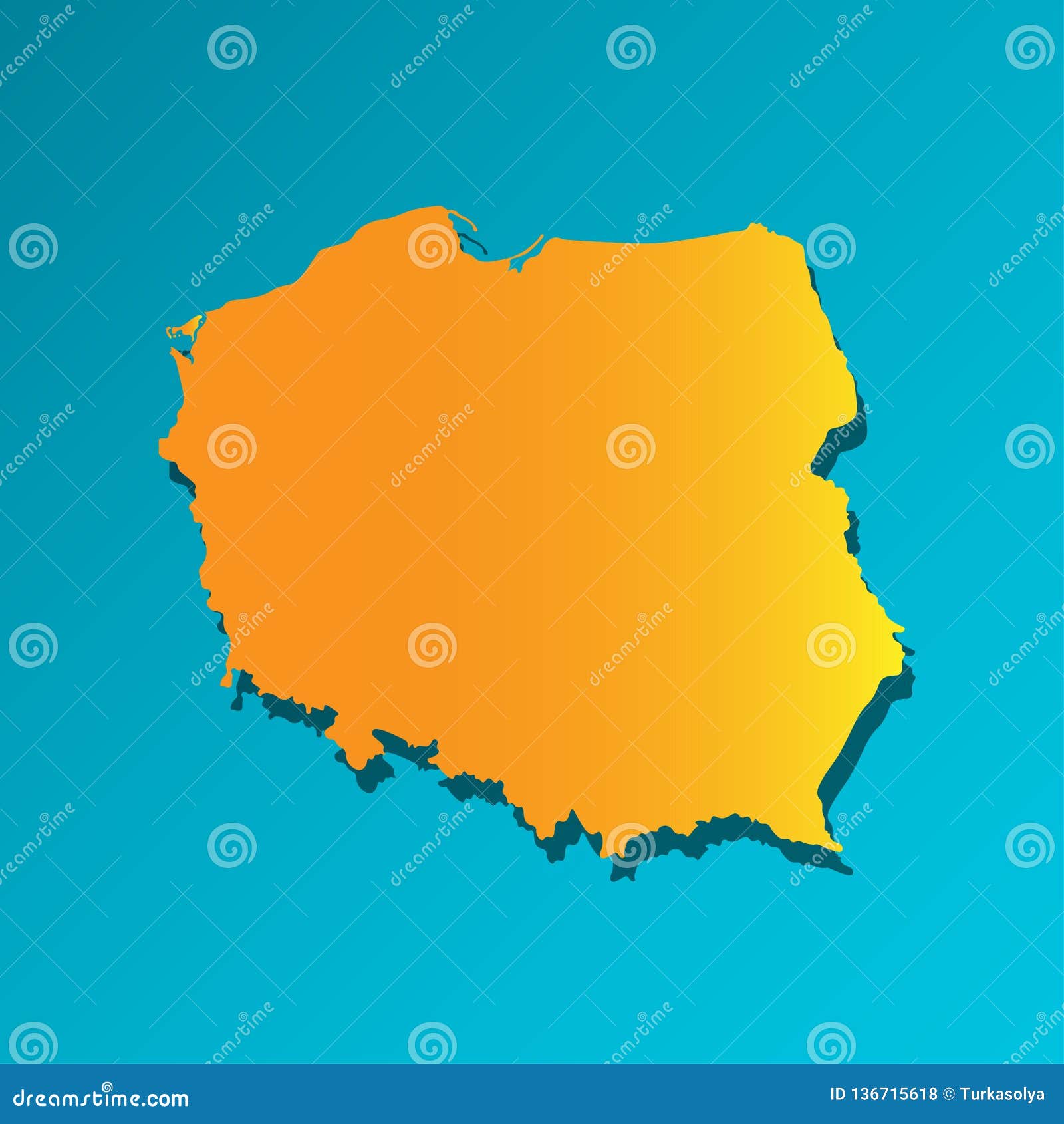 Simplified Map Of Poland Outline, With Slightly Bent Flag Under Vector ...