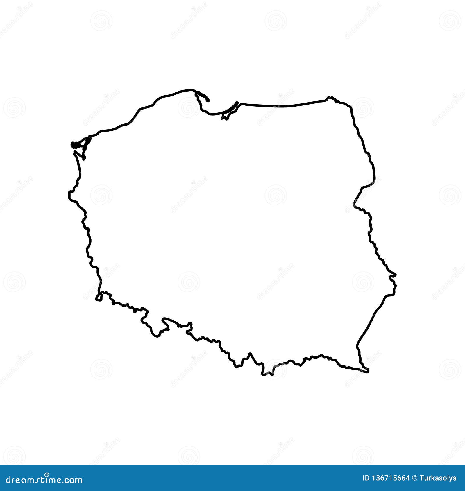 Simplified Map Of Poland Outline, With Slightly Bent Flag Under Vector ...