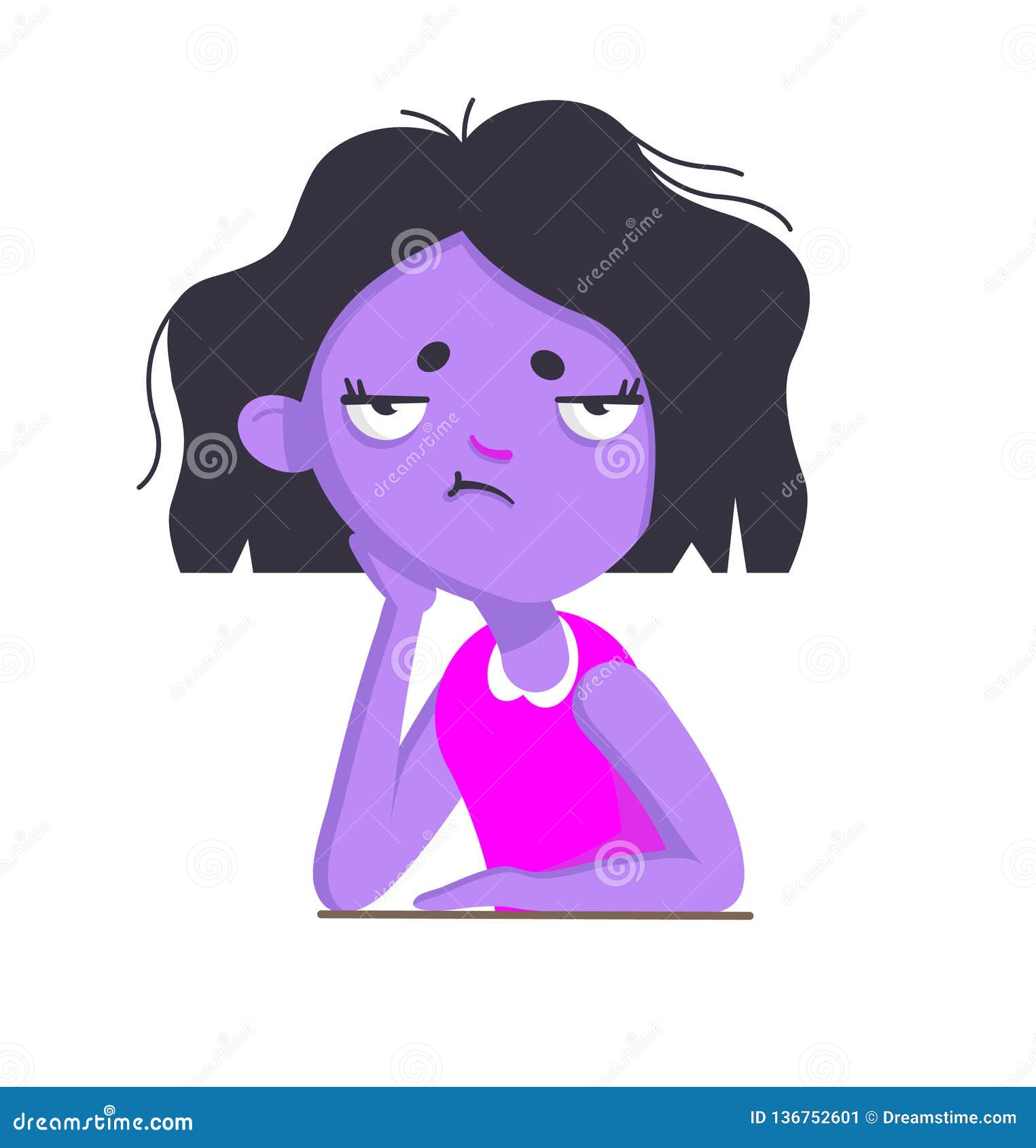 Cartoon_Girl_is_Missing_About_Something Stock Illustration ...