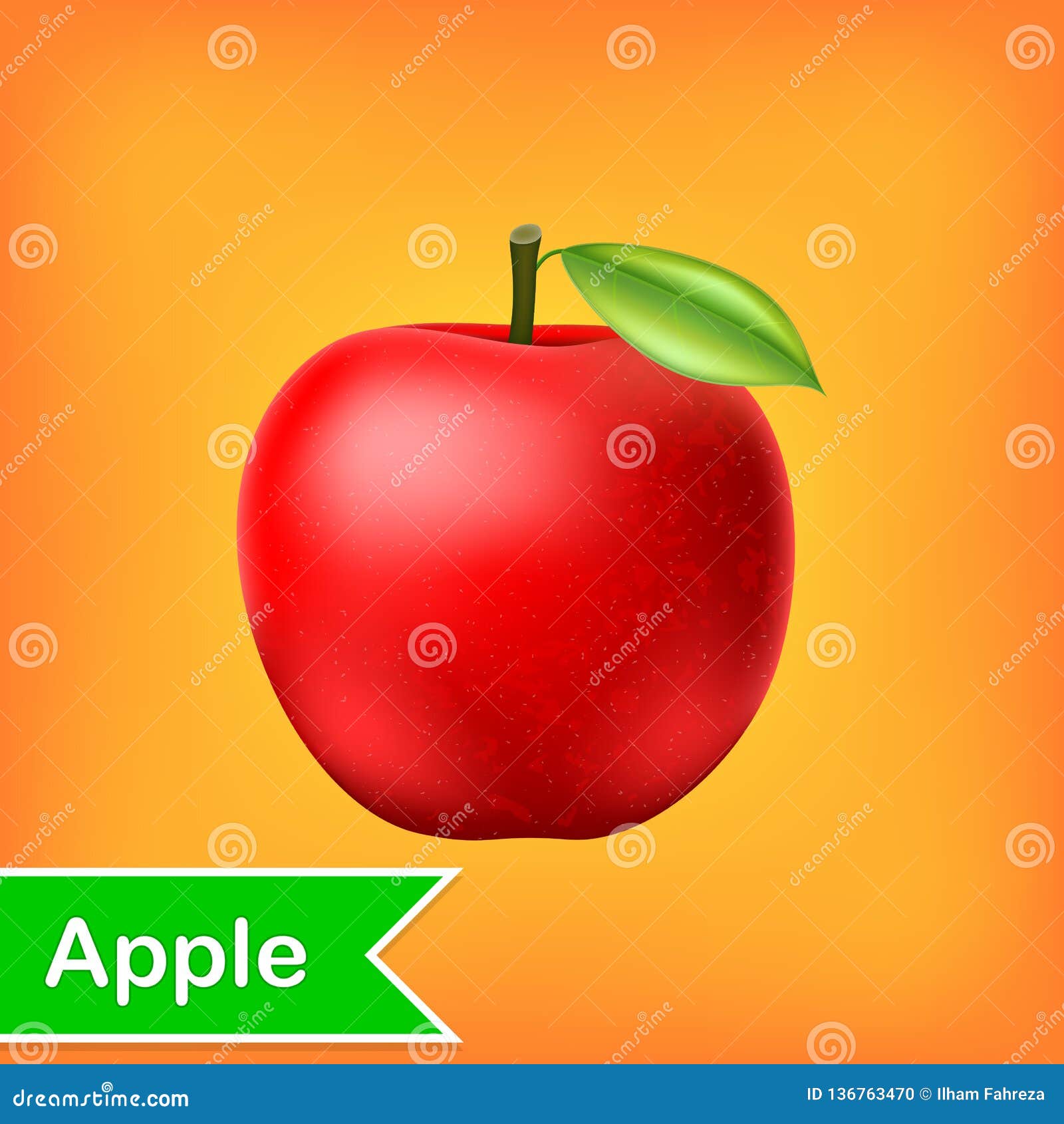 Vector Illustration of Red Apple Stock Vector - Illustration of apple ...
