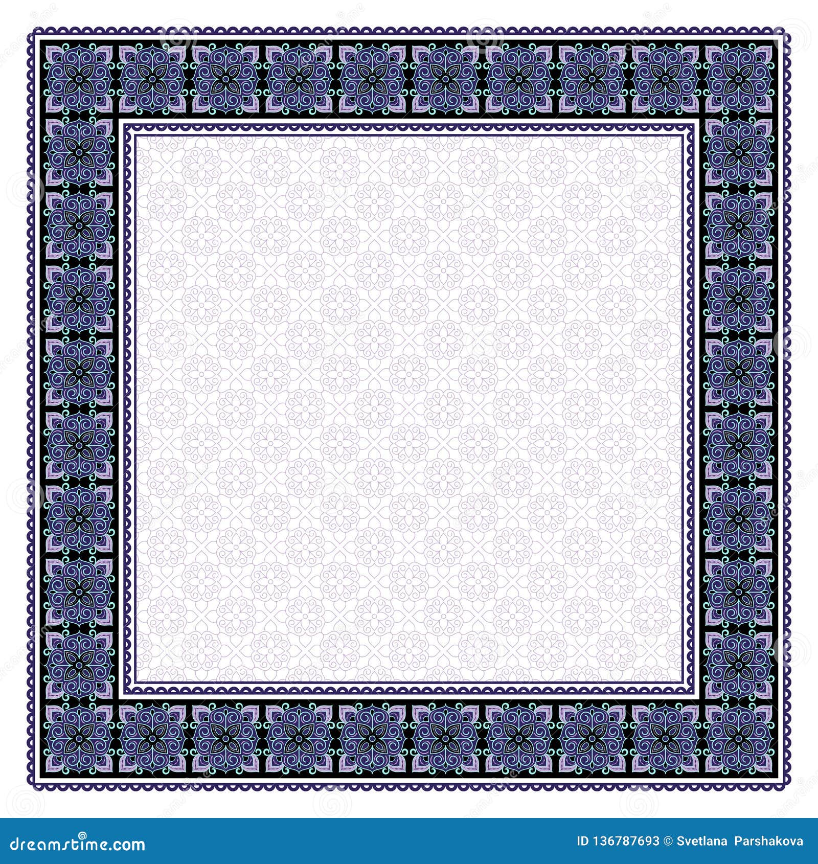 Square Floral Framework. Decorative Ornament in Arabic Style Stock ...