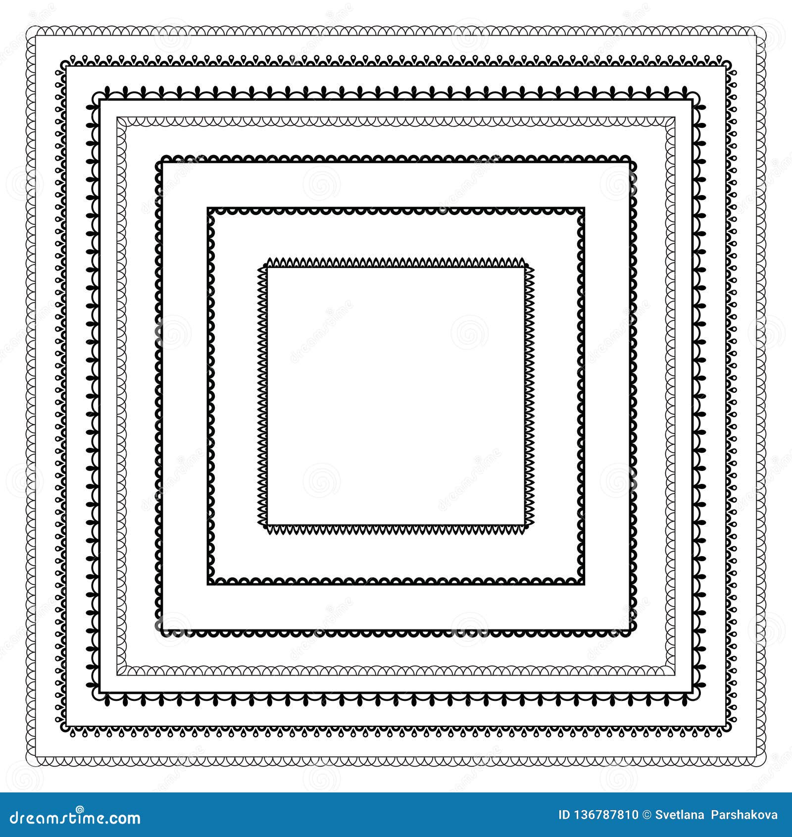 Set of Simple Square Black Frames. Stock Vector - Illustration of ...