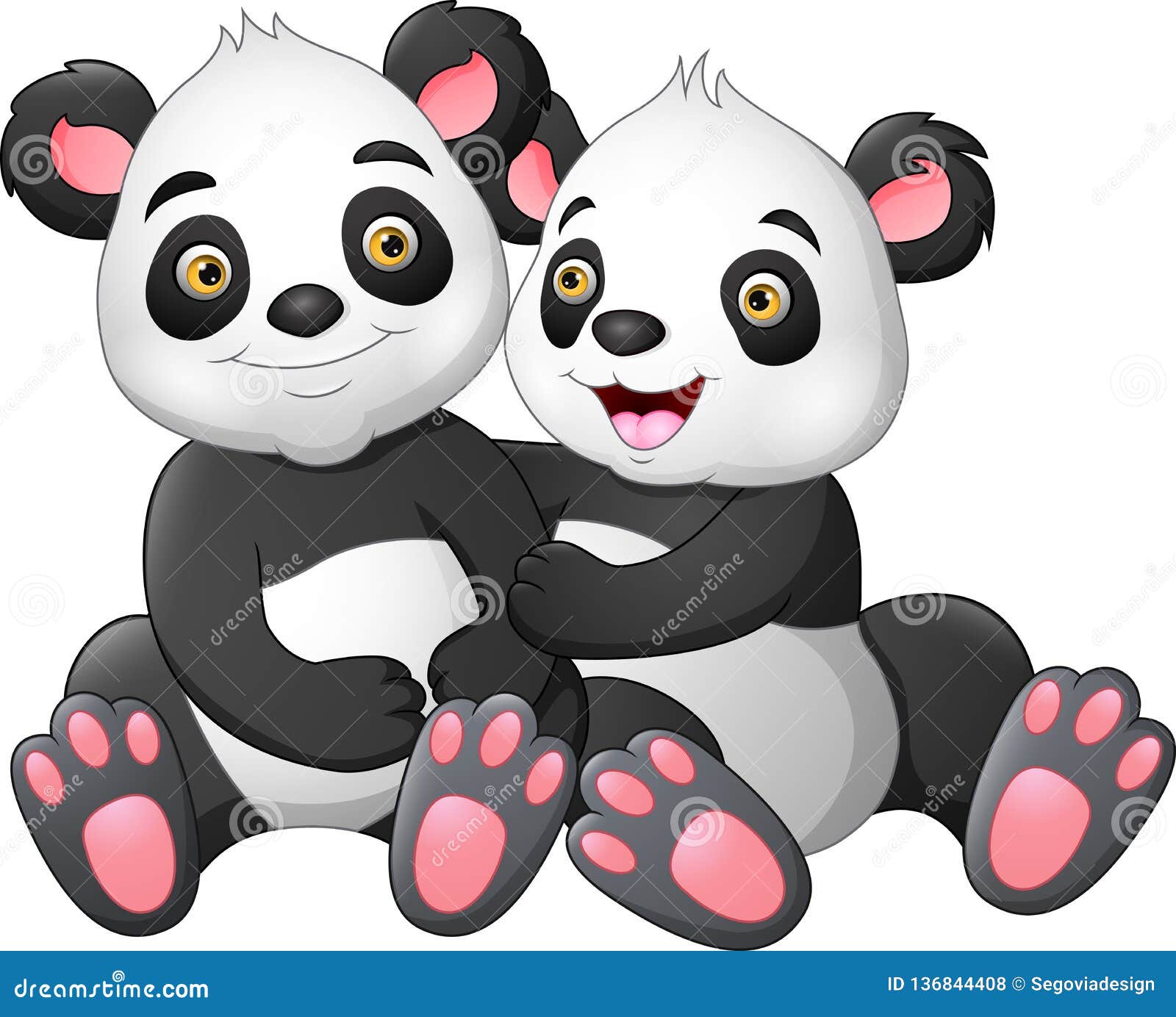 Cute panda couple in love stock vector. Illustration of mascot - 136844408