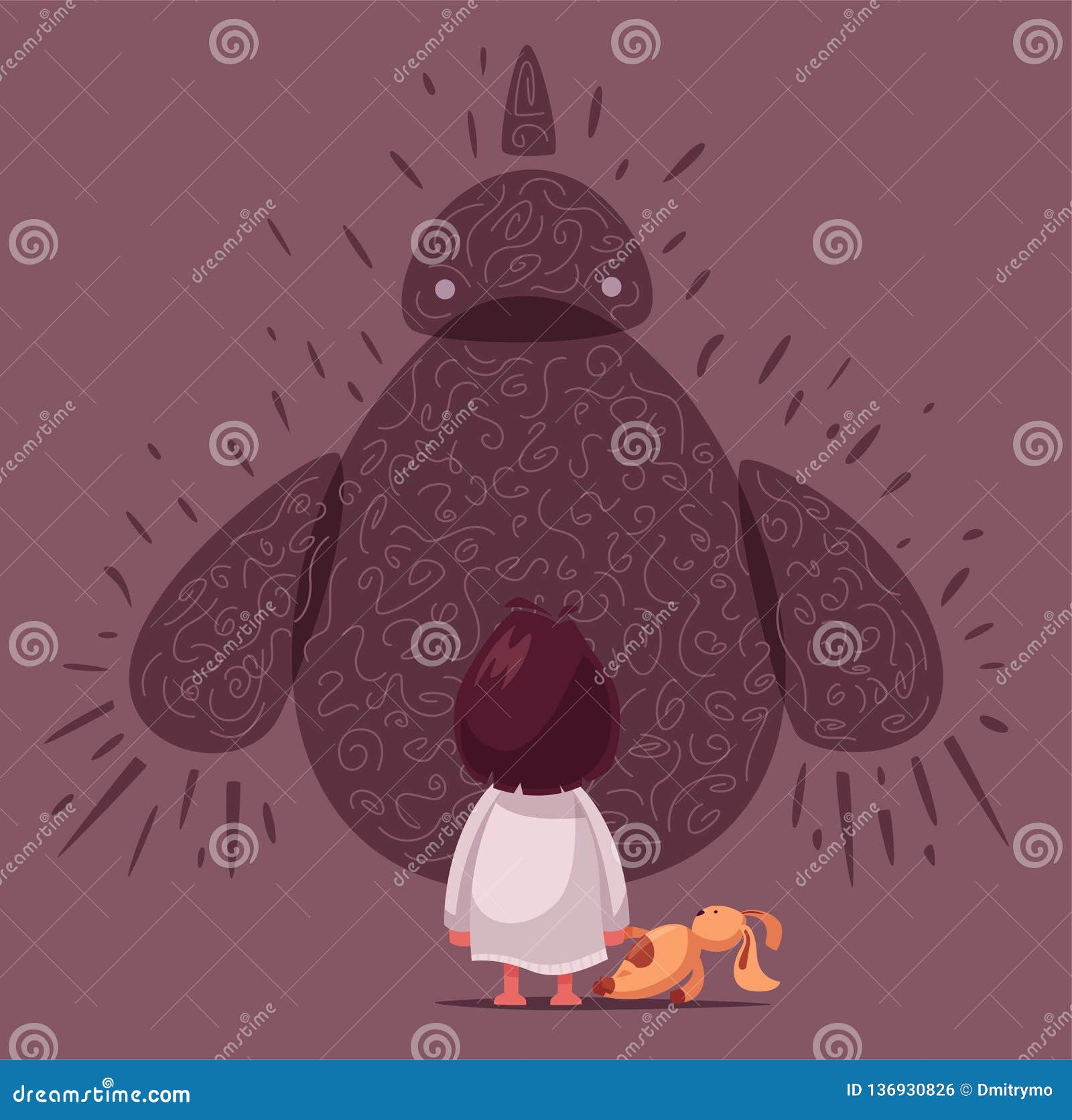 Fear. Nightmare for a Child. Cartoon Vector Illustration. Monster ...