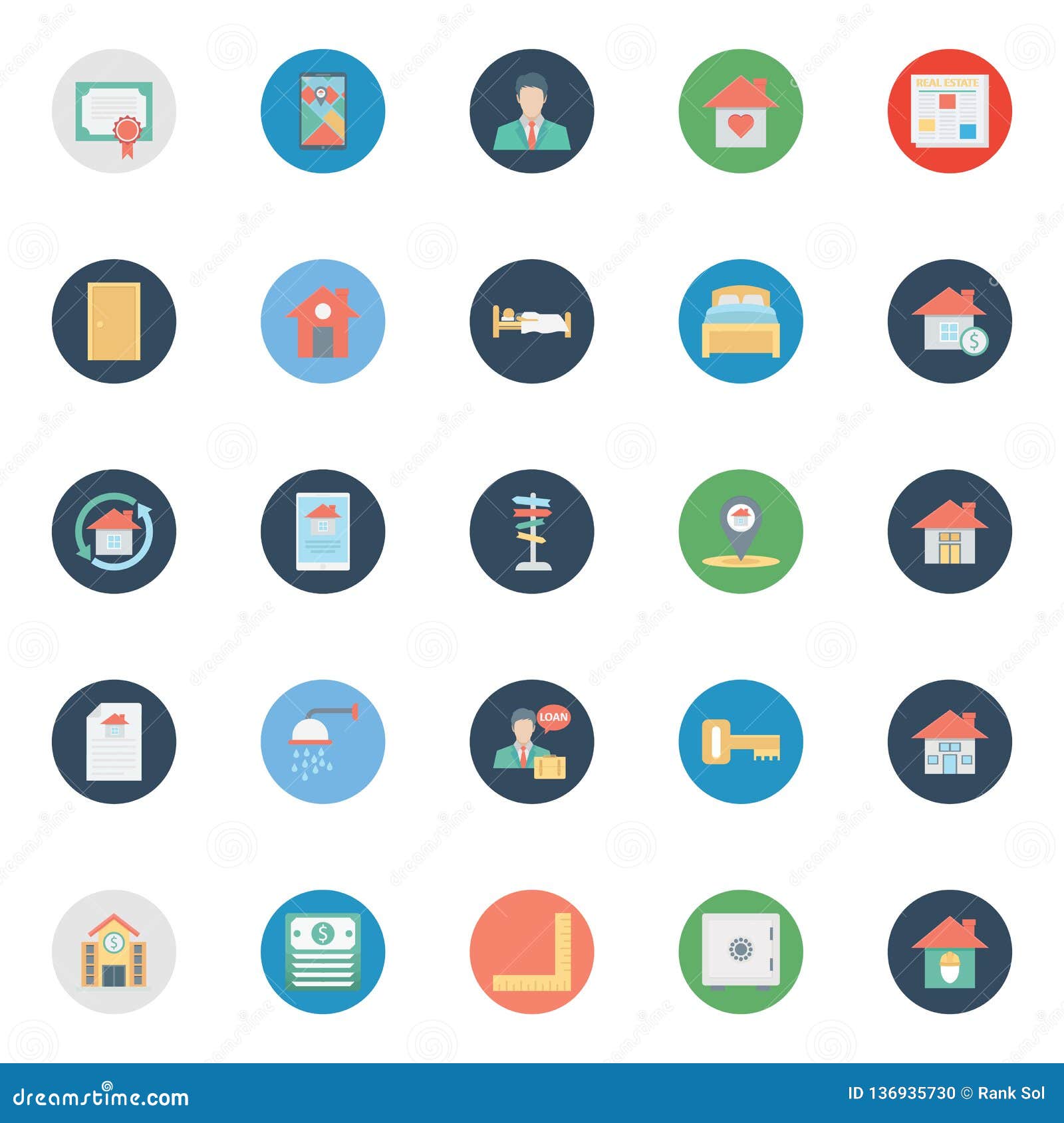 Real Estate Color Vector Icons Set that Can Be Easily Edit or Modified ...