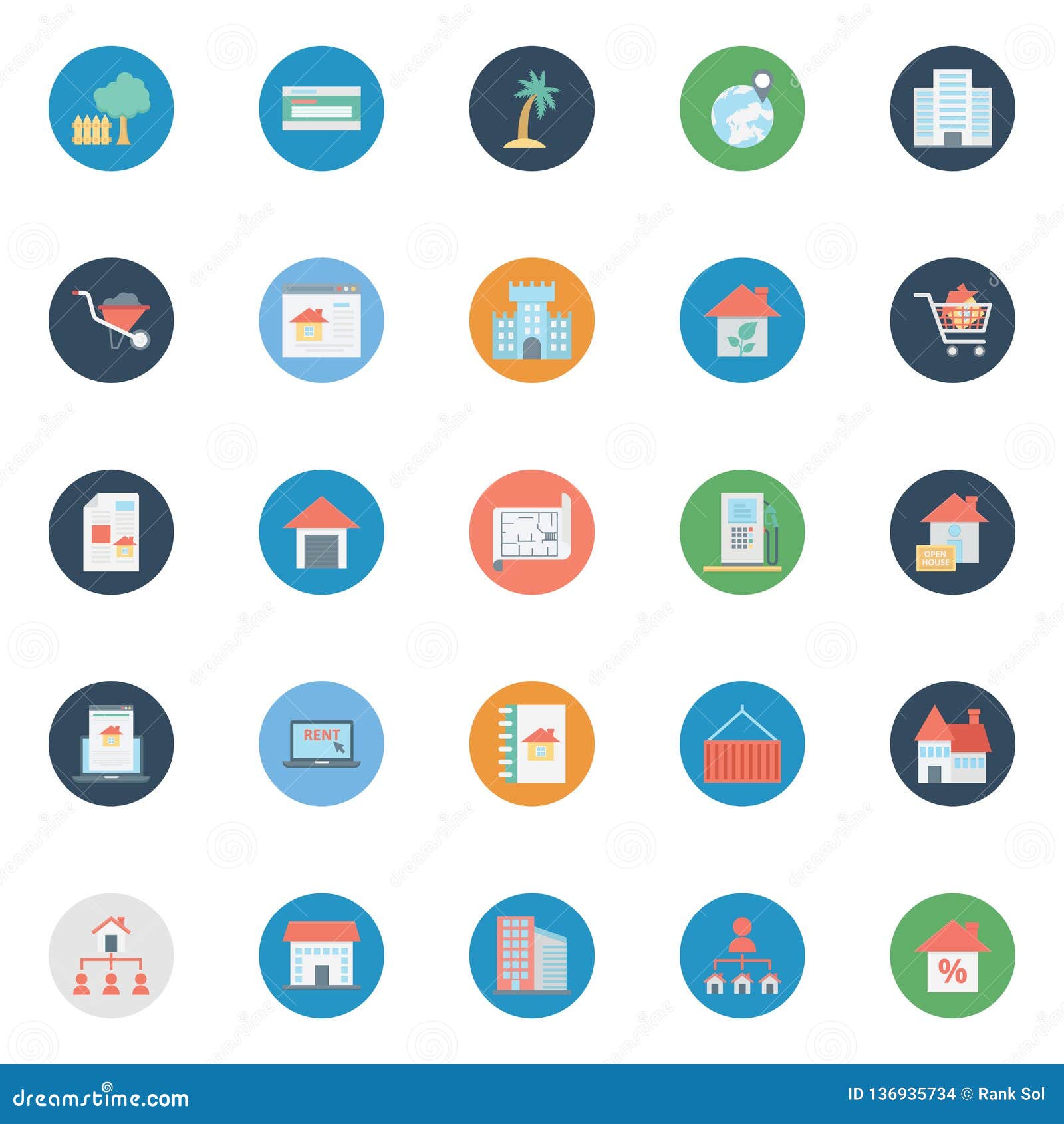 Real Estate Color Vector Icons Set that Can Be Easily Edit or Modified ...