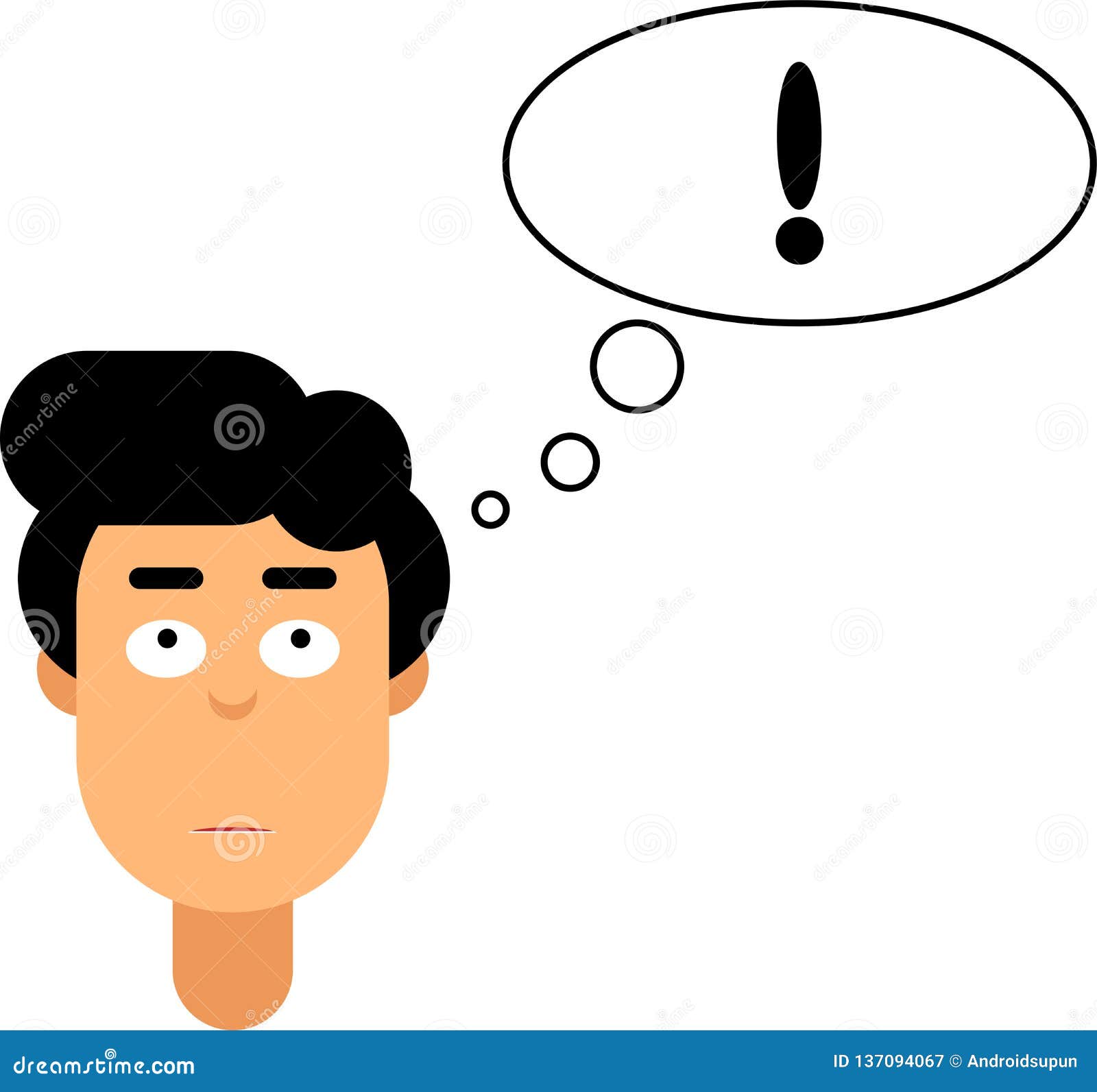 Flat Design Cartoon Face with an Exclamation Mark Stock Vector ...