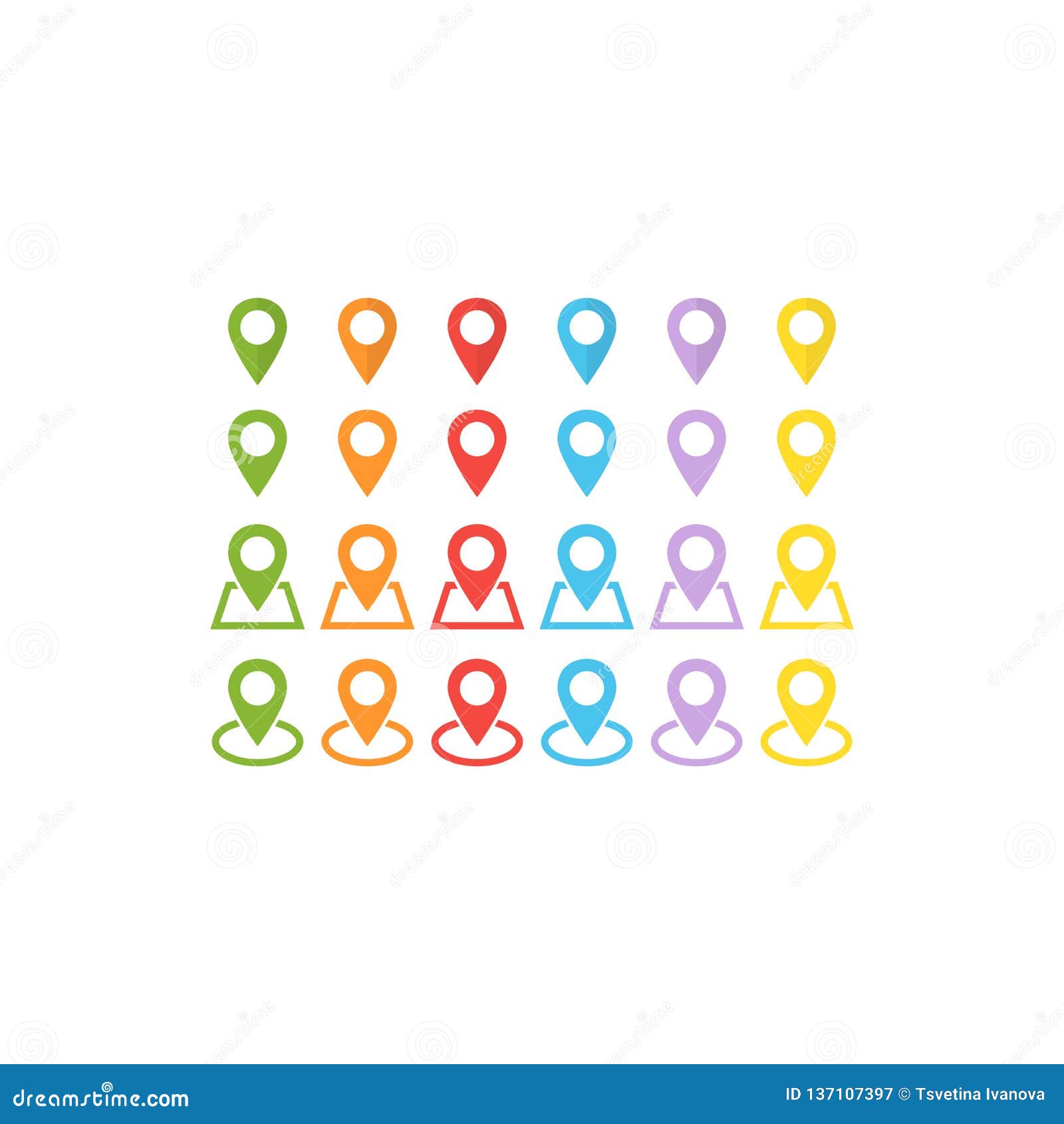 Location Pin in Color with Square and Circle Marker. Stock Vector ...