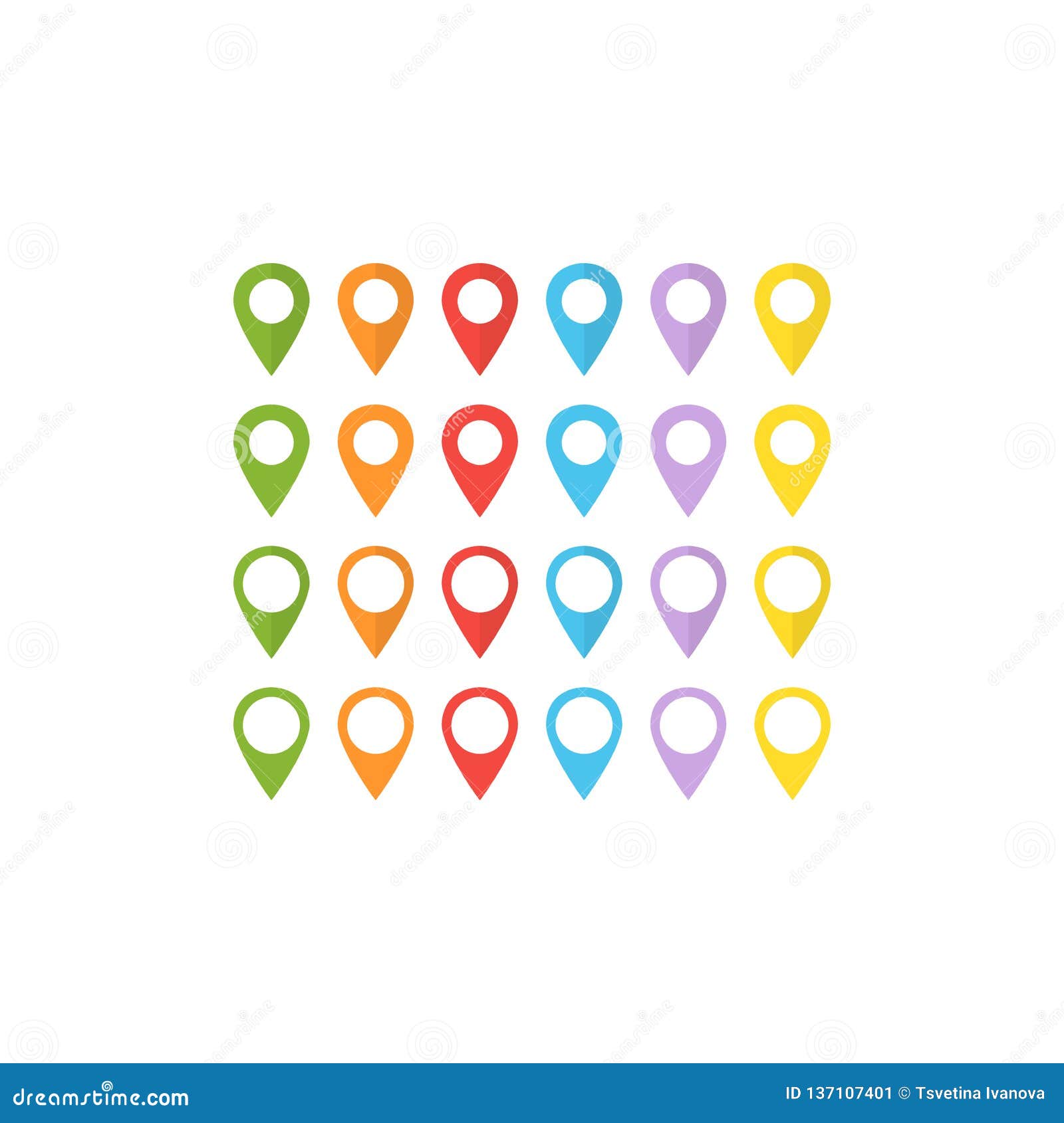Colorful Location Pin Set of Vector Icons. Stock Vector - Illustration ...
