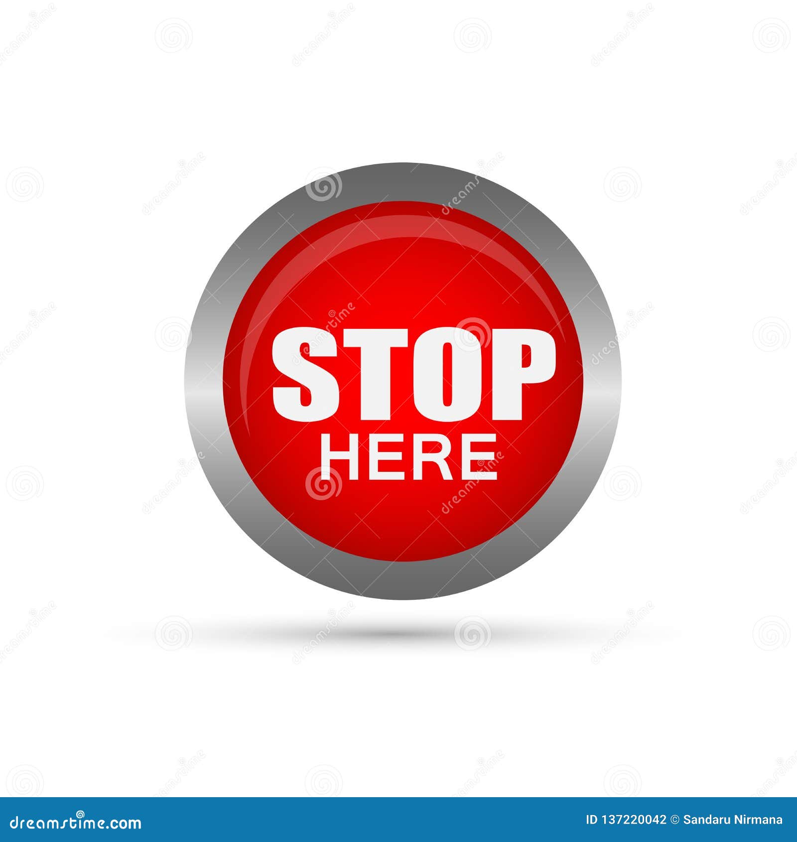 Stop Here Button Icon Element on White Background Stock Vector ...