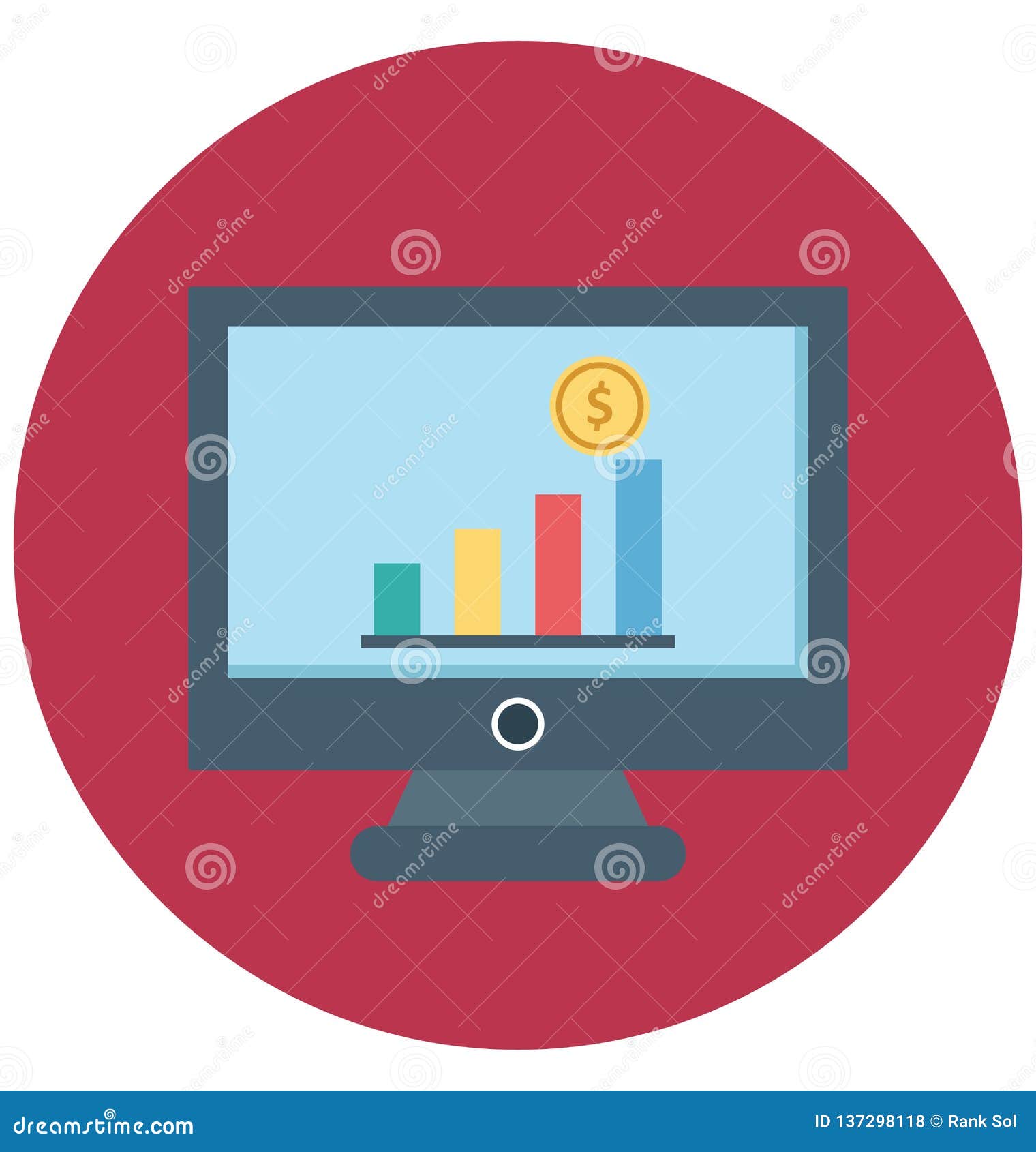 Online Graph Color Icon Isolated and Vector that Can Be Easily Modified ...