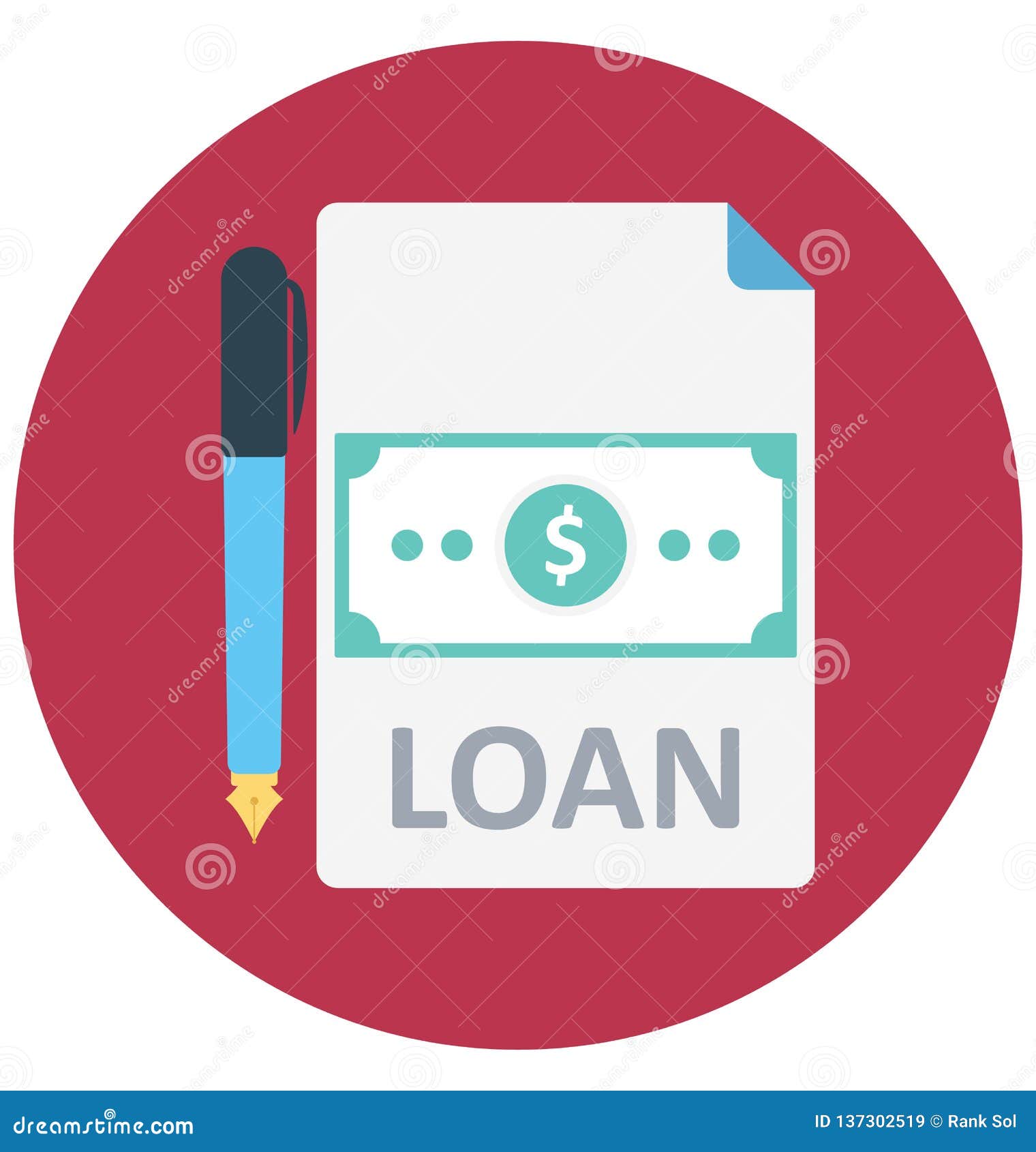 Loan Paper Color Icon Isolated and Vector that Can Be Easily Modified ...
