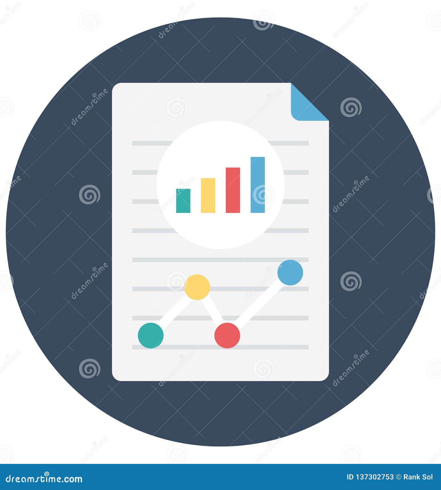 Graph Report Color Isolated Vector Icon that Can Be Easily Modified or ...