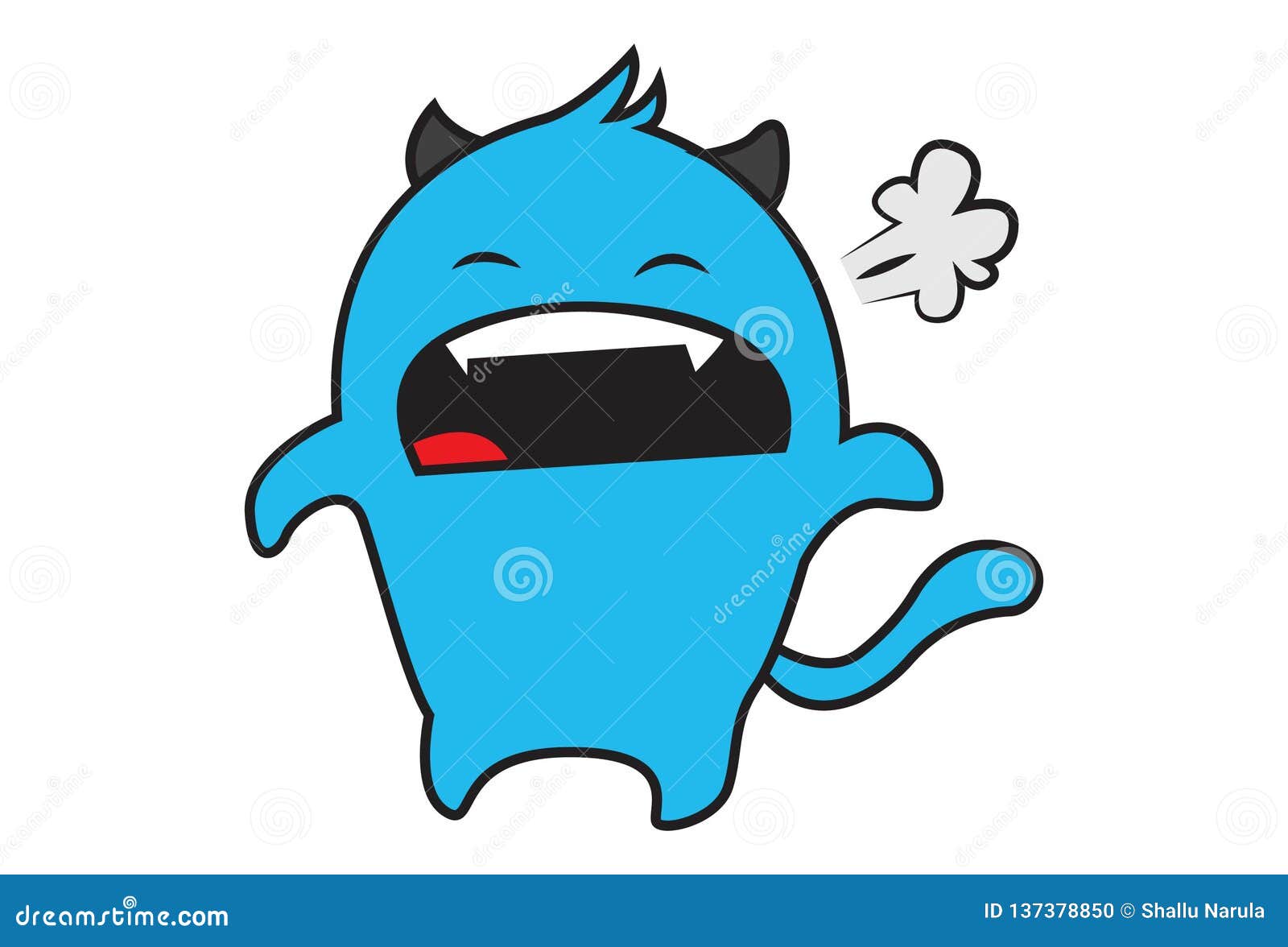 Cartoon Illustration of Blue Monster Stock Vector - Illustration of ...