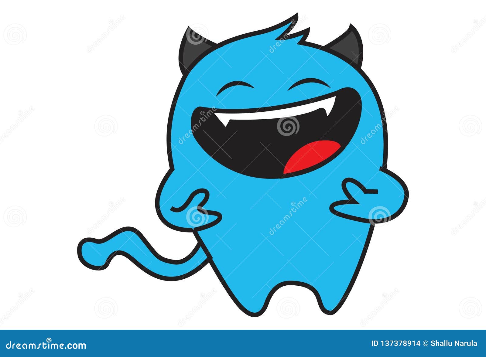 Cartoon Illustration of Blue Monster Stock Vector - Illustration of ...