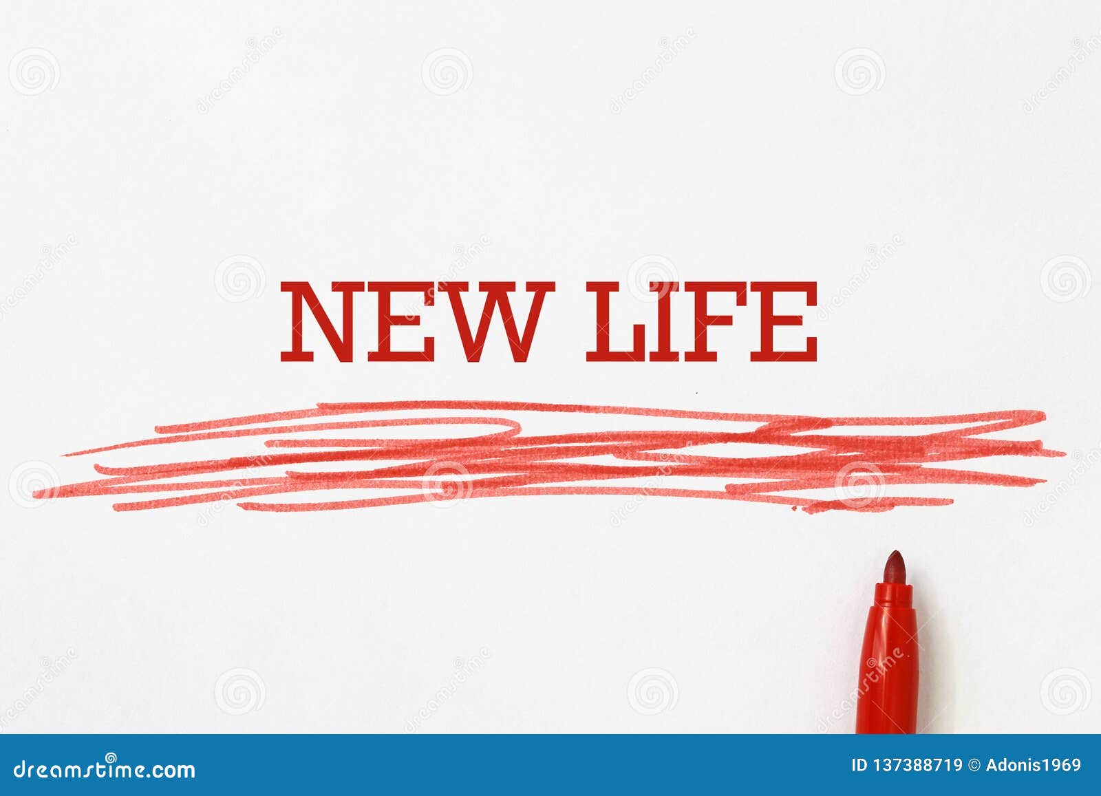 New Life Slogan Written with Red Pen Stock Image - Image of written ...