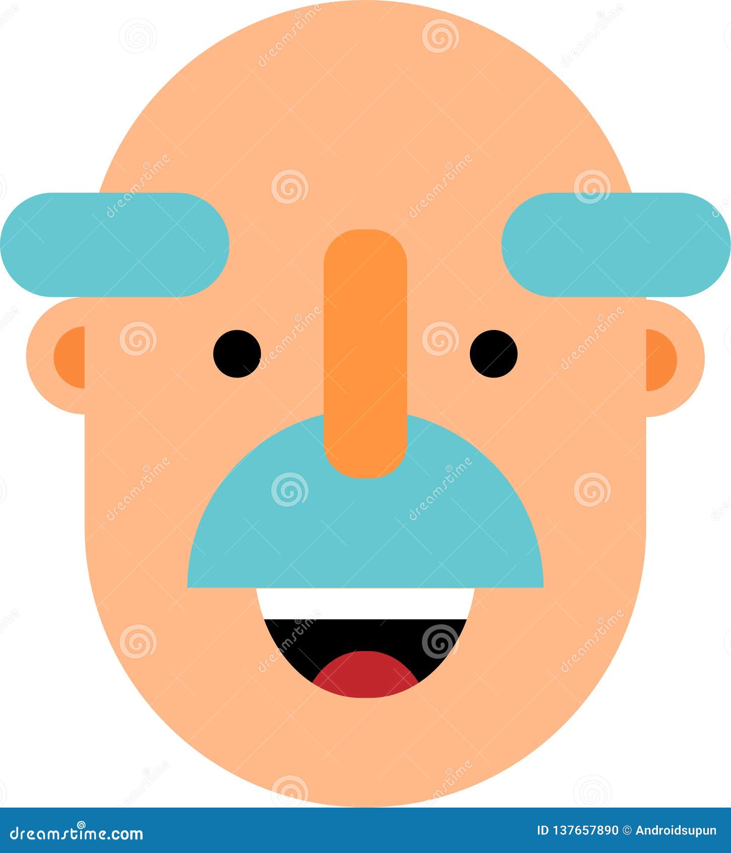 Old Man Smiling Face Flat Design Stock Vector - Illustration of flat ...
