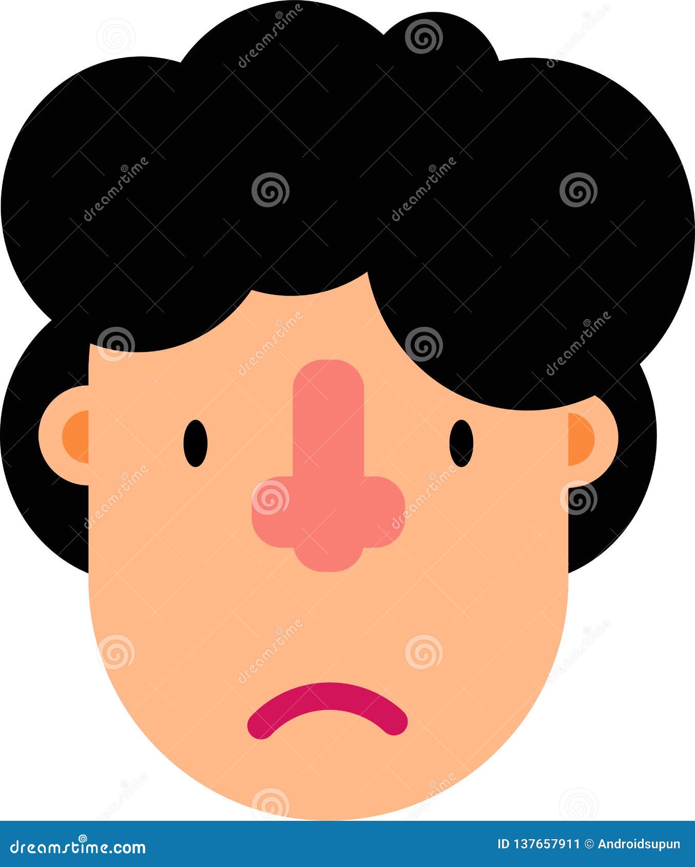 Young Guy Worried Face Flat Deaign Stock Vector - Illustration of black ...