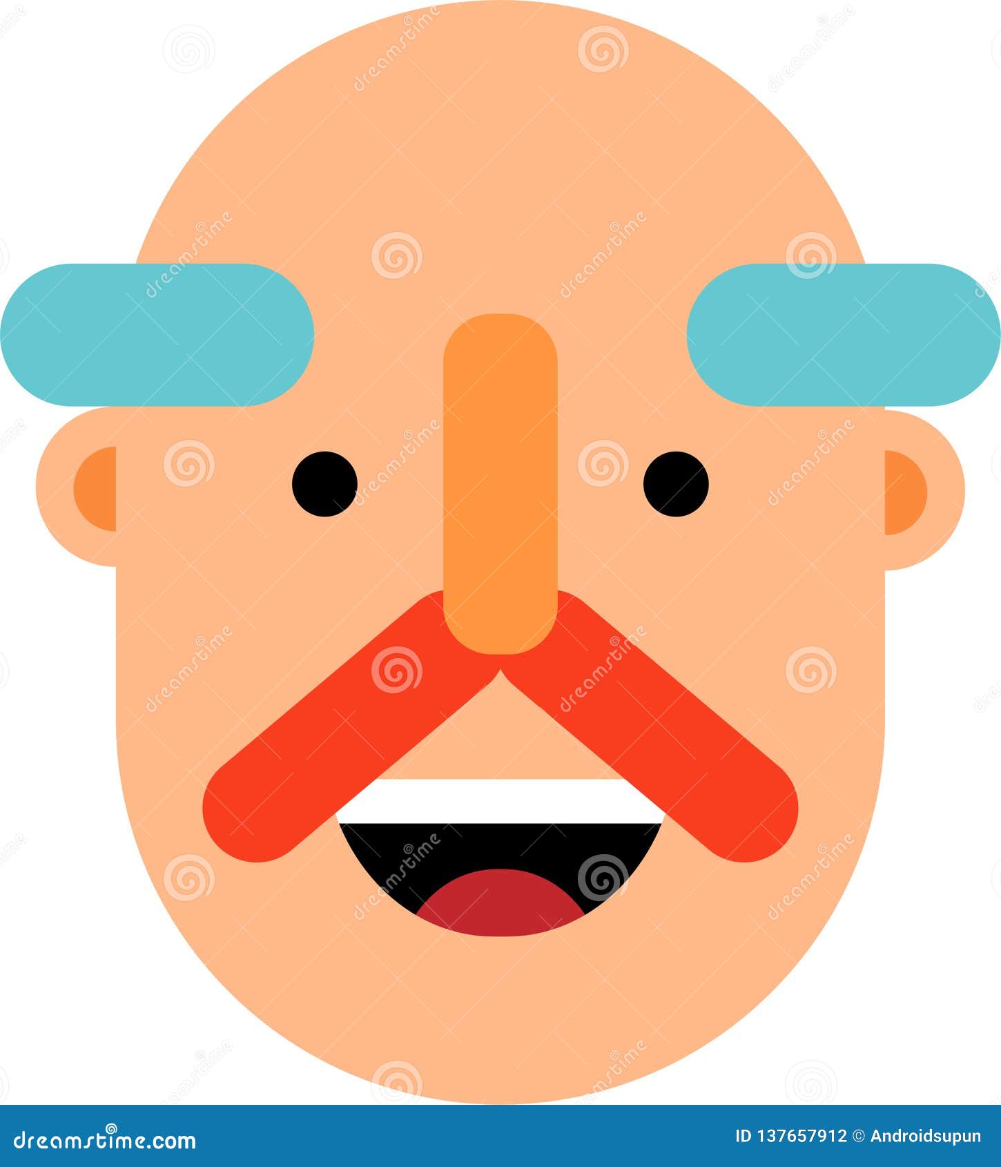 Old Man Smiling Face Flat Design Stock Vector - Illustration of icons ...