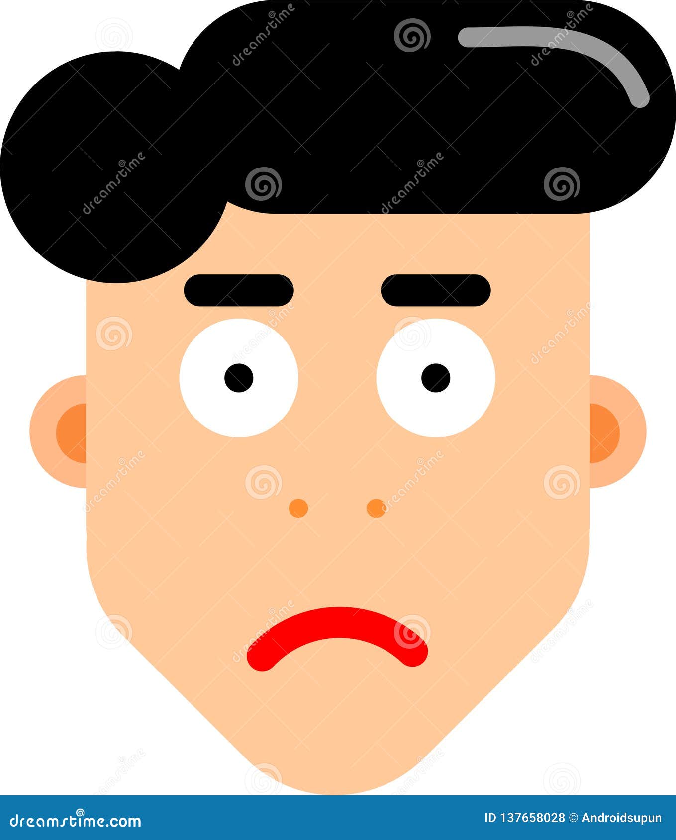 Young Guy Worried Face Flat Deaign Stock Vector - Illustration of ...