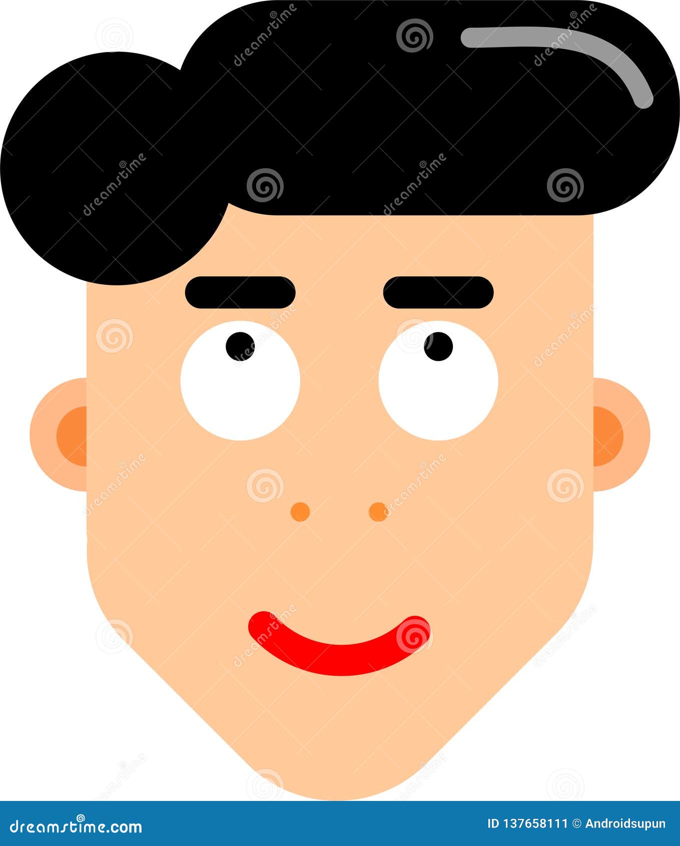 Young Guy Looking Up and Smilling Face Flat Deaign Stock Vector ...