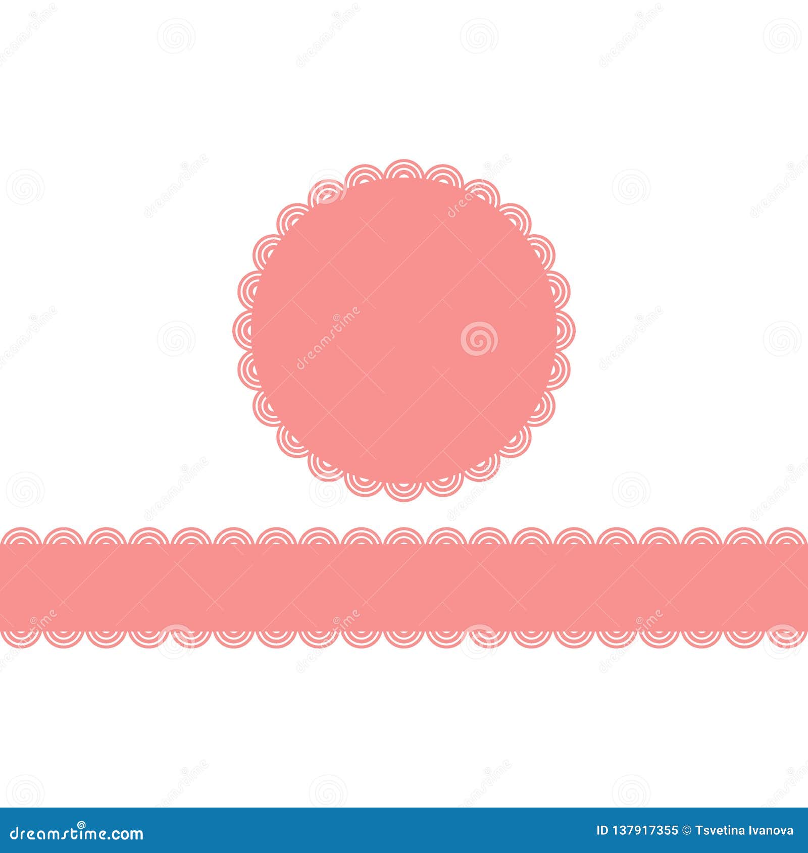 Decoration Pink Border and Lace Circle Frame. Stock Vector ...