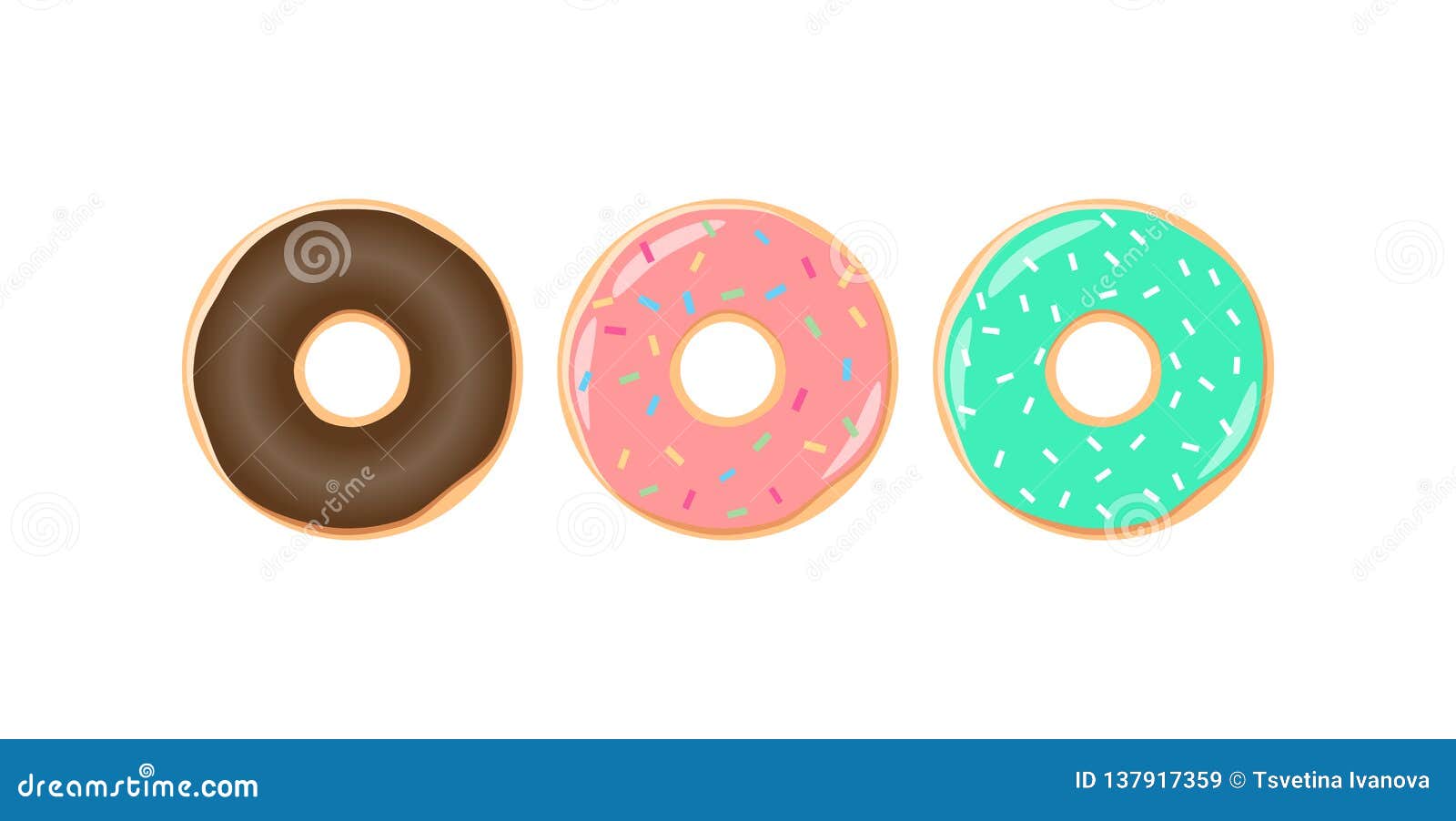 Colorful Glazed Donut with Sprinkles Vector Set. Stock Vector - Illustration of cartoons ...