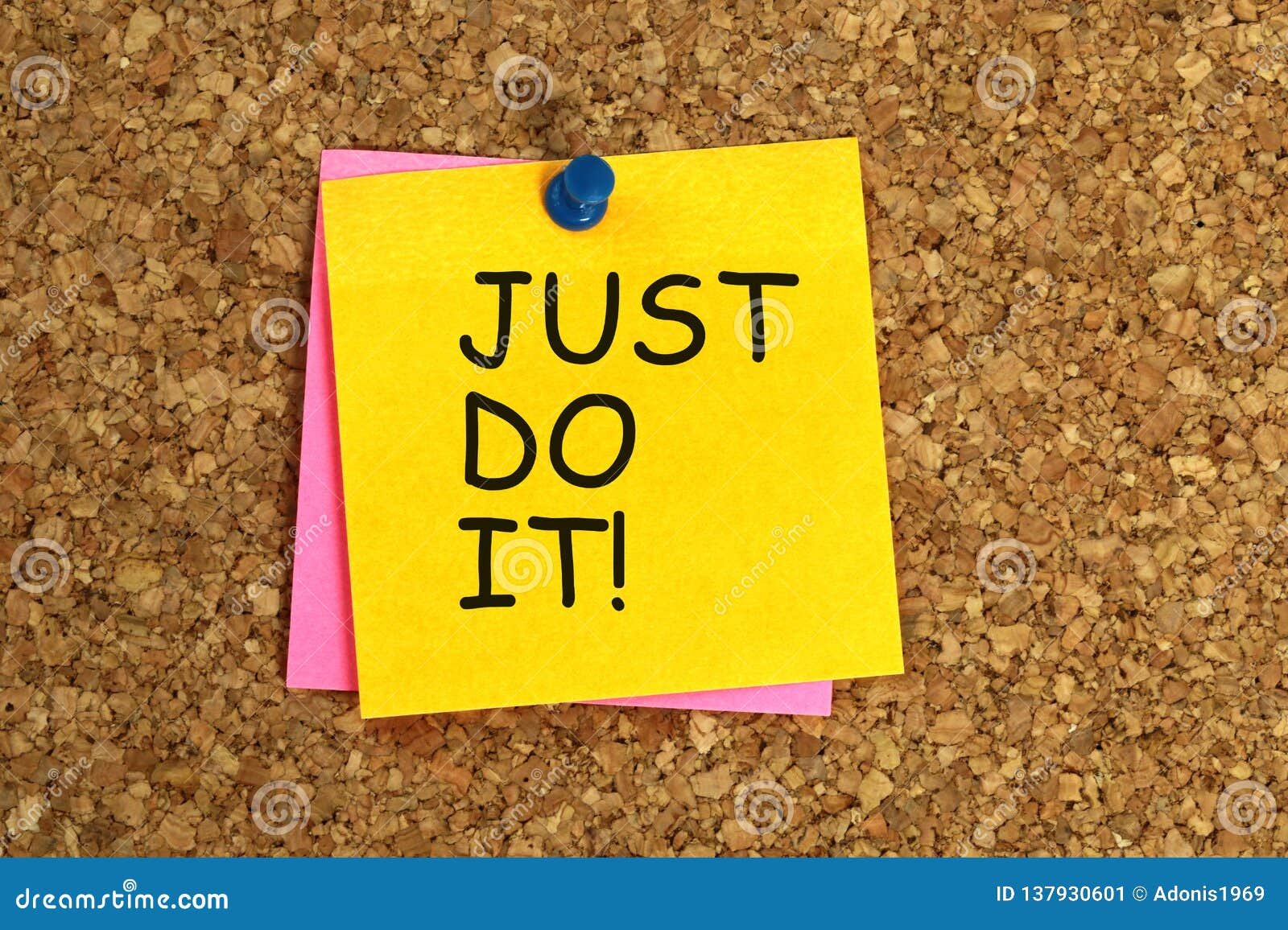 Just do it post-it stock image. Image of notice, cork - 137930601