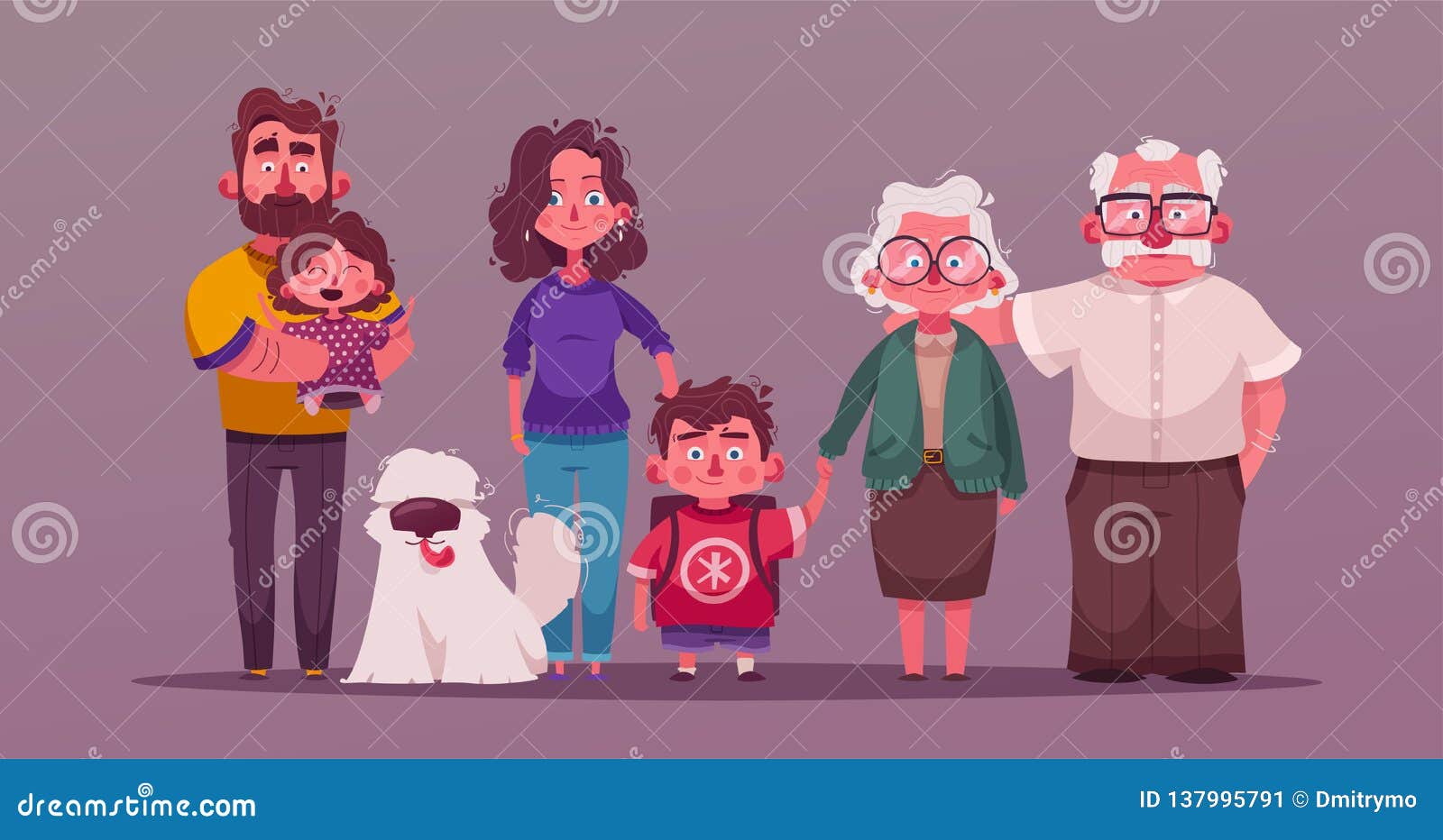 Big Happy Family Together. Character Design Stock Vector - Illustration ...
