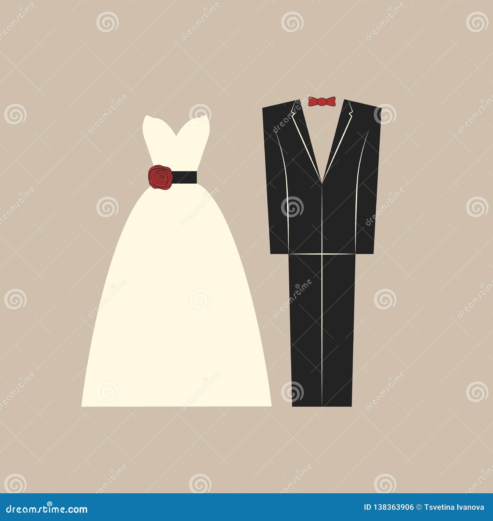 Wedding Clothing, Bride and Groom Dress and Suit. Stock Vector ...