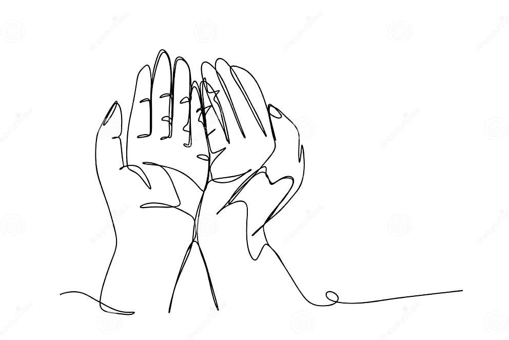 Continuous Line Drawing of Christian Prayer, Vector Illustration. Stock ...