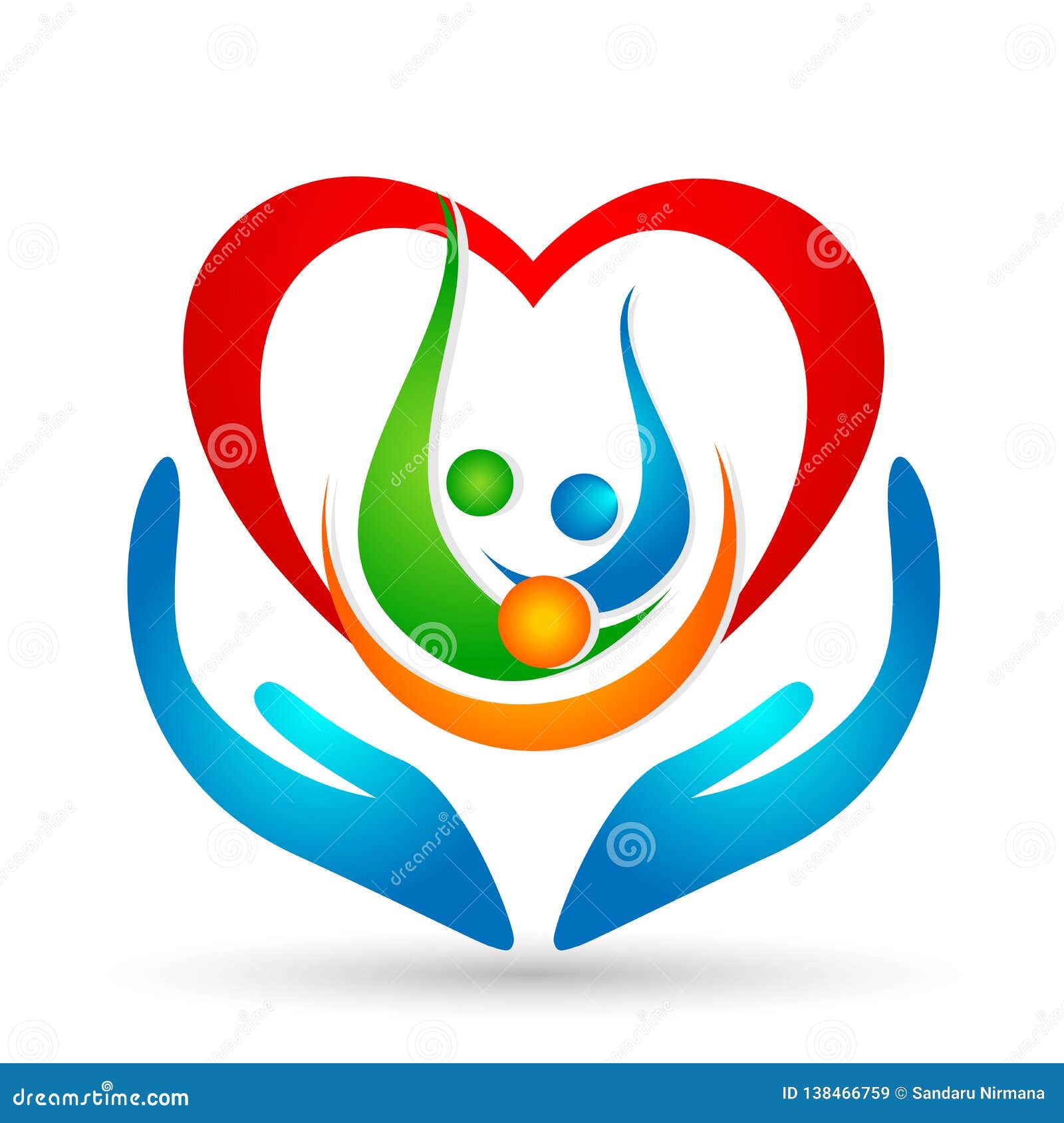 Family Union,love and Care in a Red Heart with Hand and Heart Shape ...